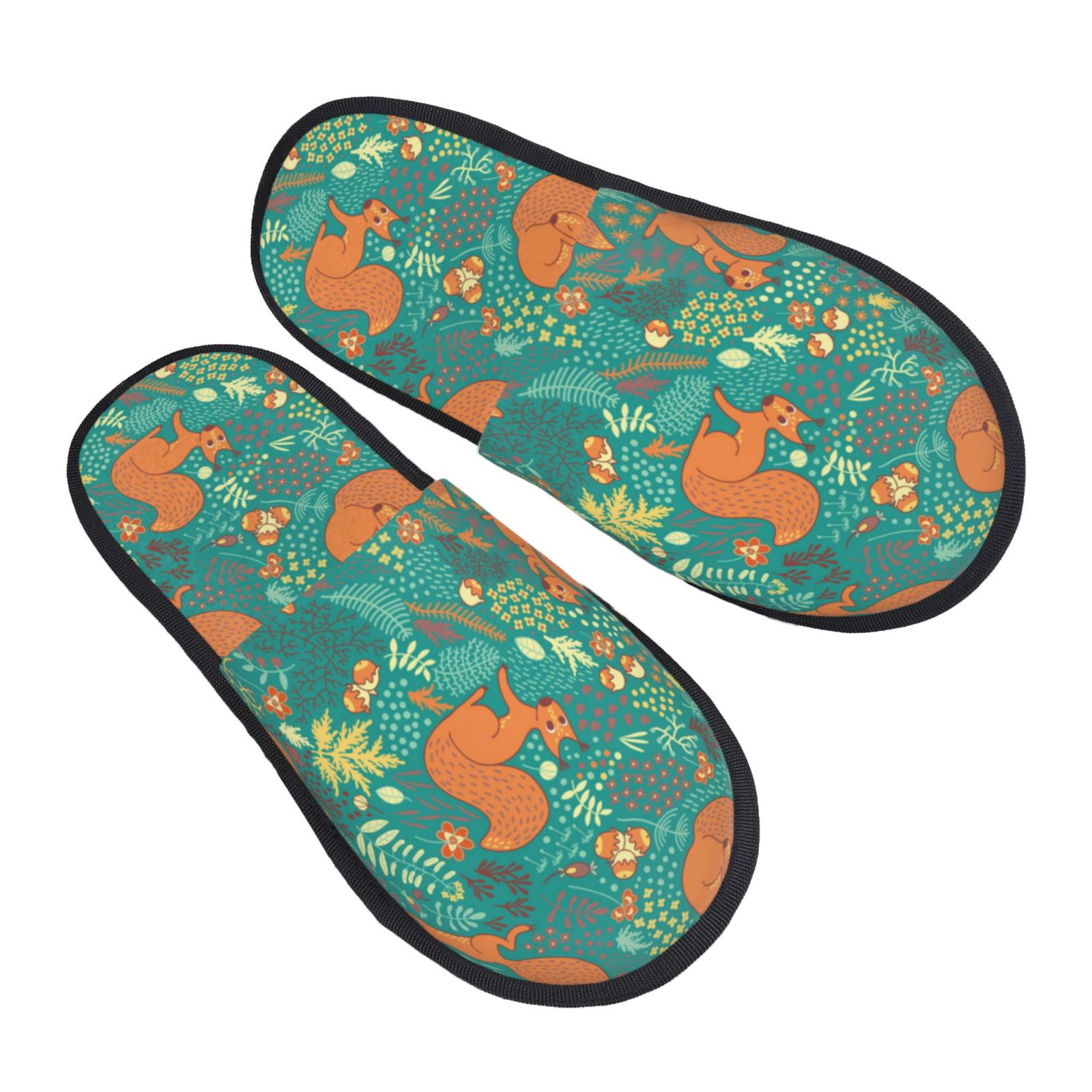 House Slippers for Women Men - Bohemian Cute Squirrel Plant Soft House ...