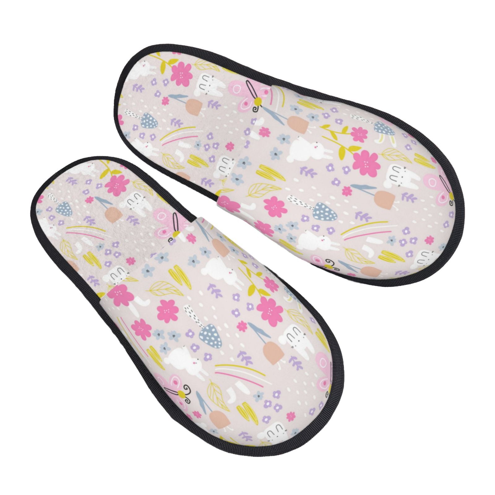 House Slippers for Women Men - Bohemian Rabbit Butterfly Flower ...