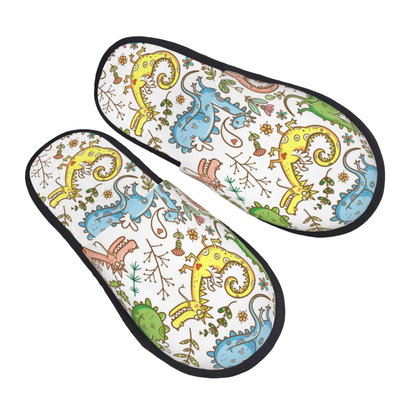 House Slippers for Women Men - Cartoon Chameleon Lizard Flower Soft ...