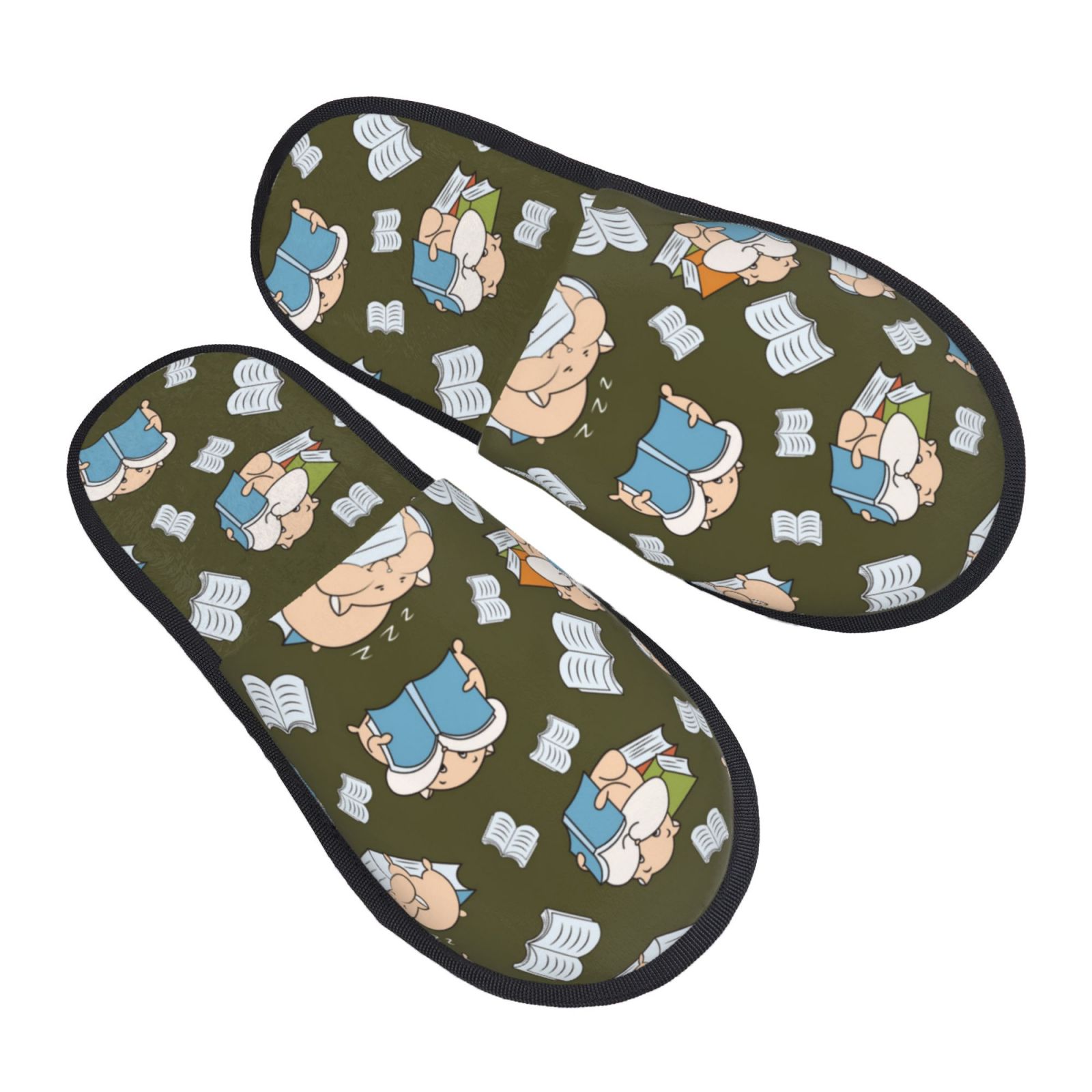 House Slippers for Women Men - Cartoon Cute Hamster Reading Lightweight ...