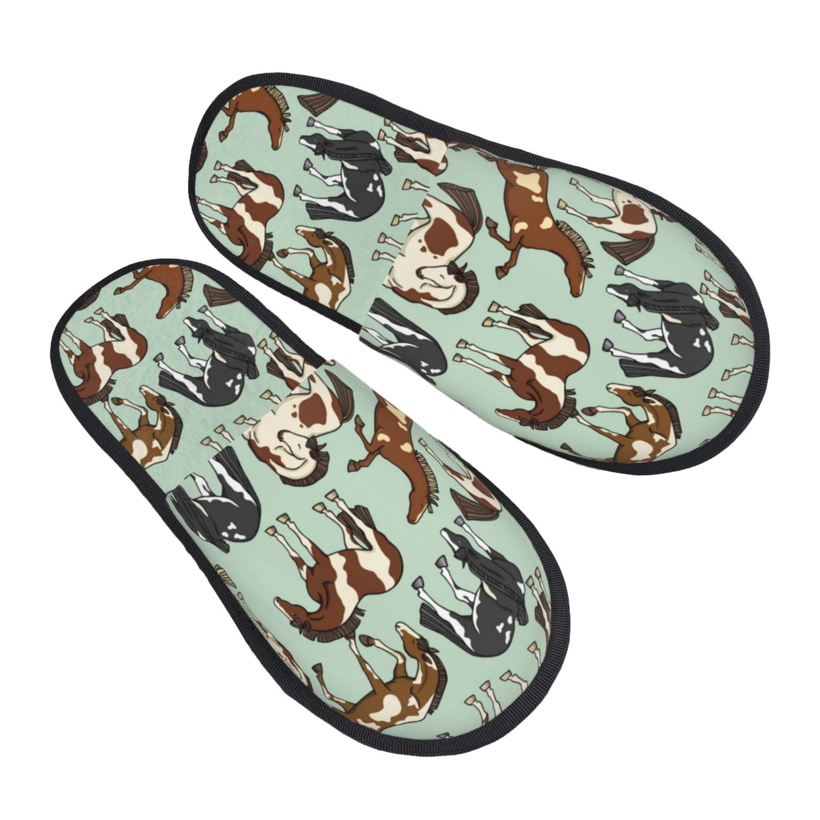 House Slippers for Women Men - Cartoon Spotted Cute Horse Soft House ...