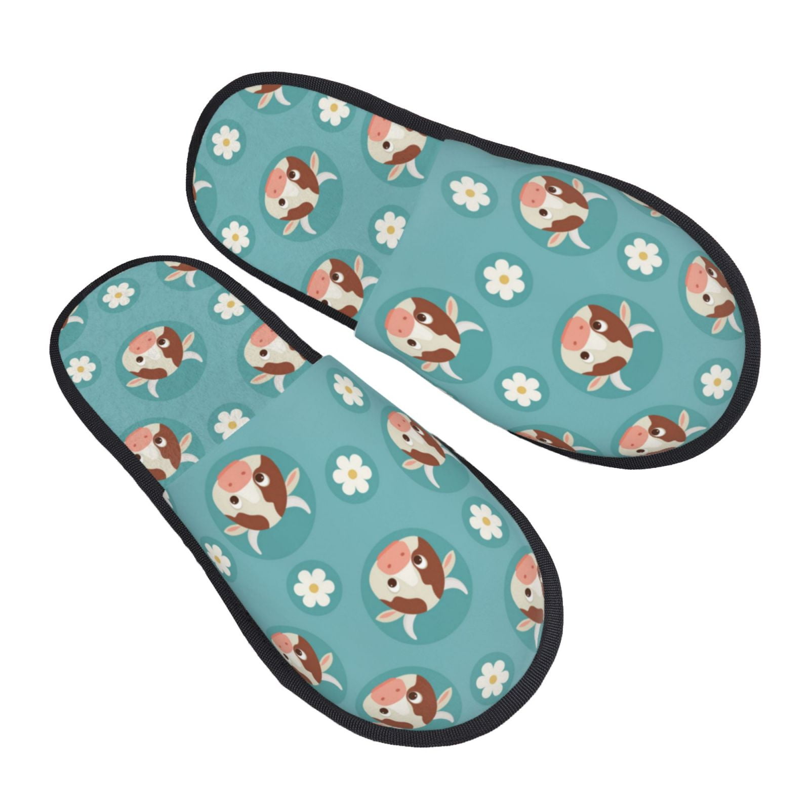 House Slippers for Women Men - Classic Cartoon Cute Cow Daisy Soft ...