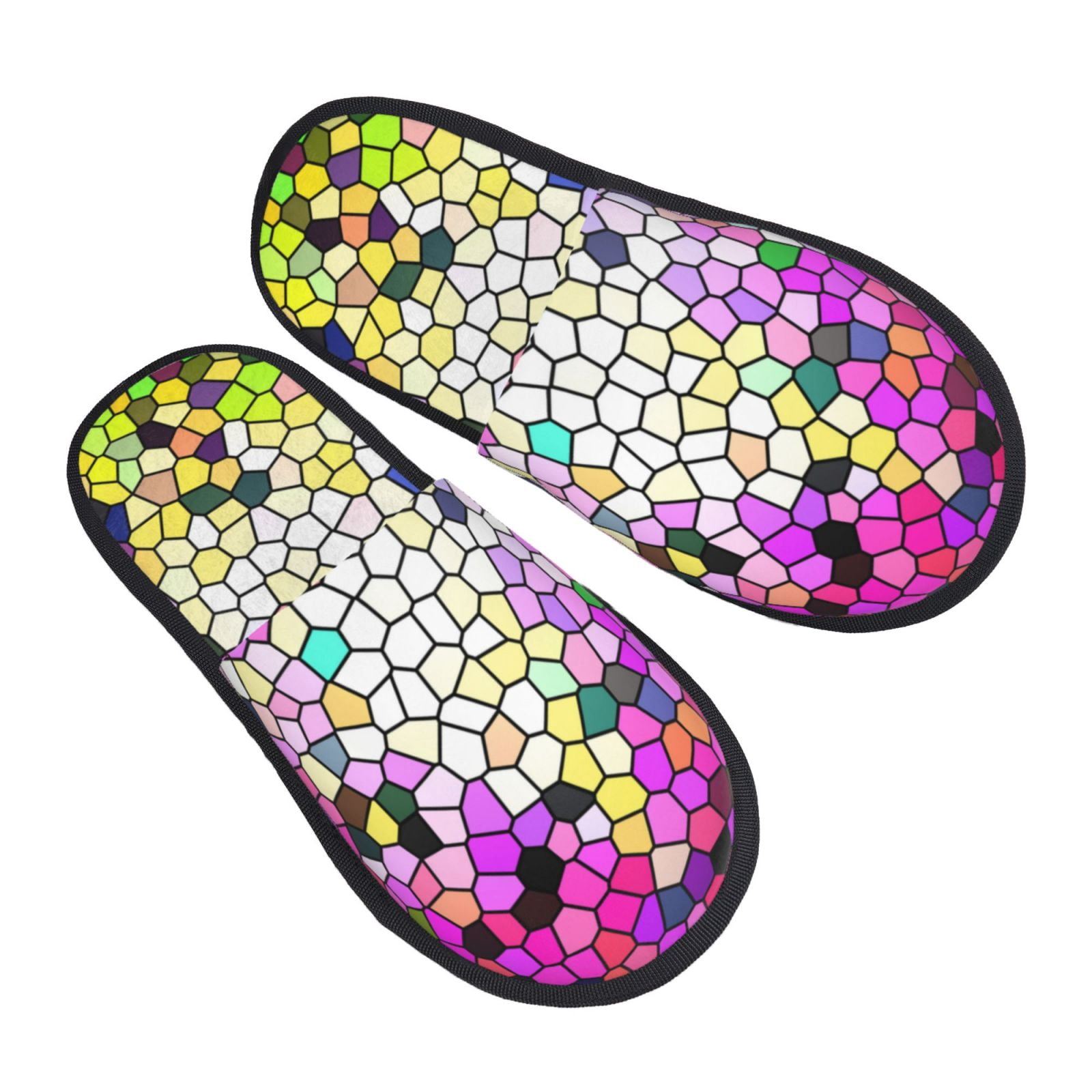 House Slippers for Women Men - Colorful Tie Dye Stained Glass A ...