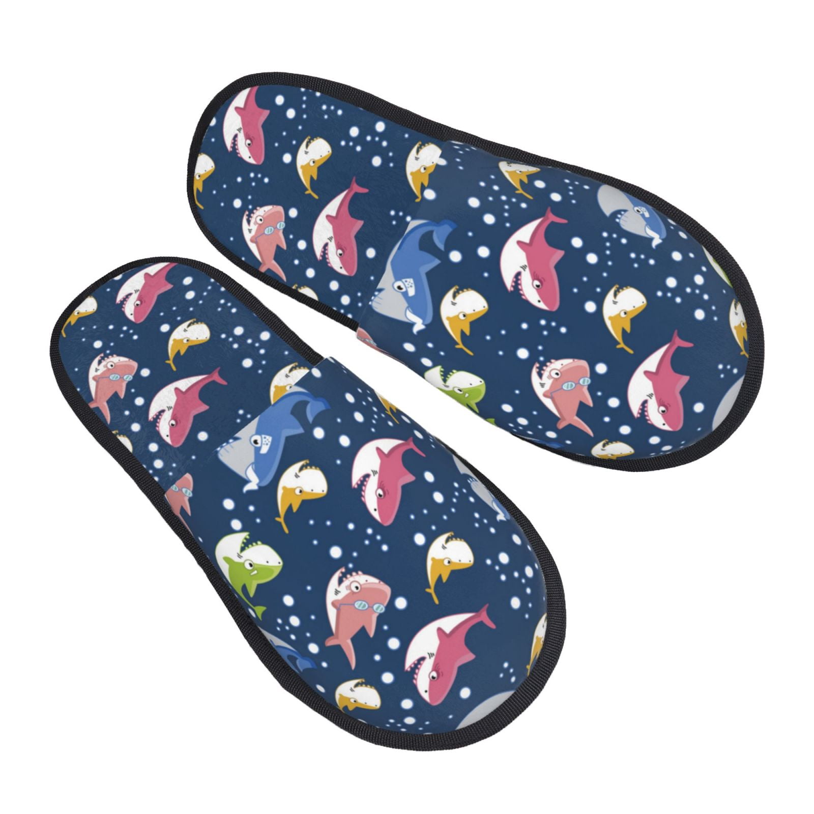 House Slippers for Women Men - Colorful cartoon shark Lightweight House ...