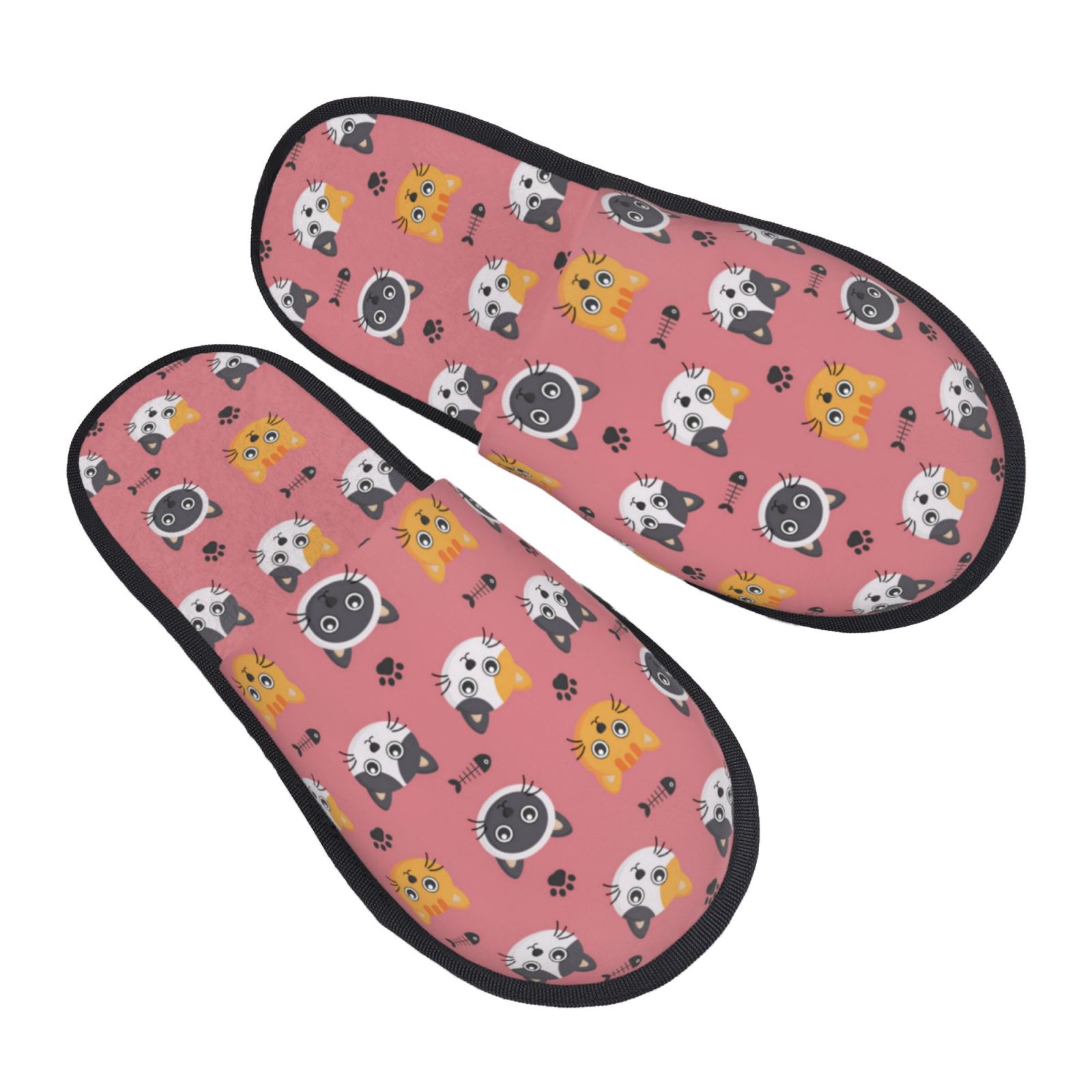 House Slippers for Women Men - Cute Cartoon Cat Fishbone Soft House ...