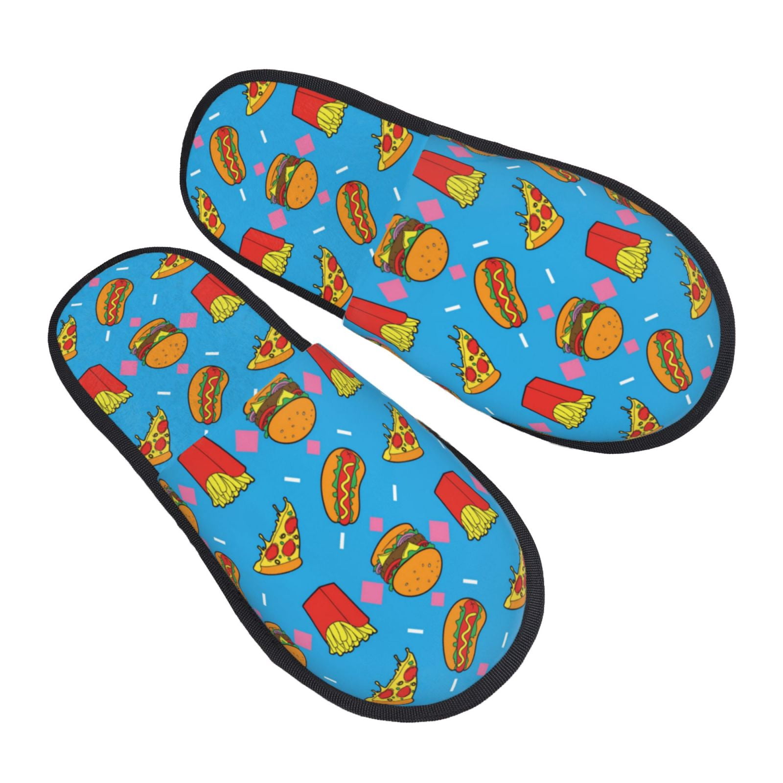House Slippers for Women Men - Cute Food Fries Burger Pizza Lightweight ...