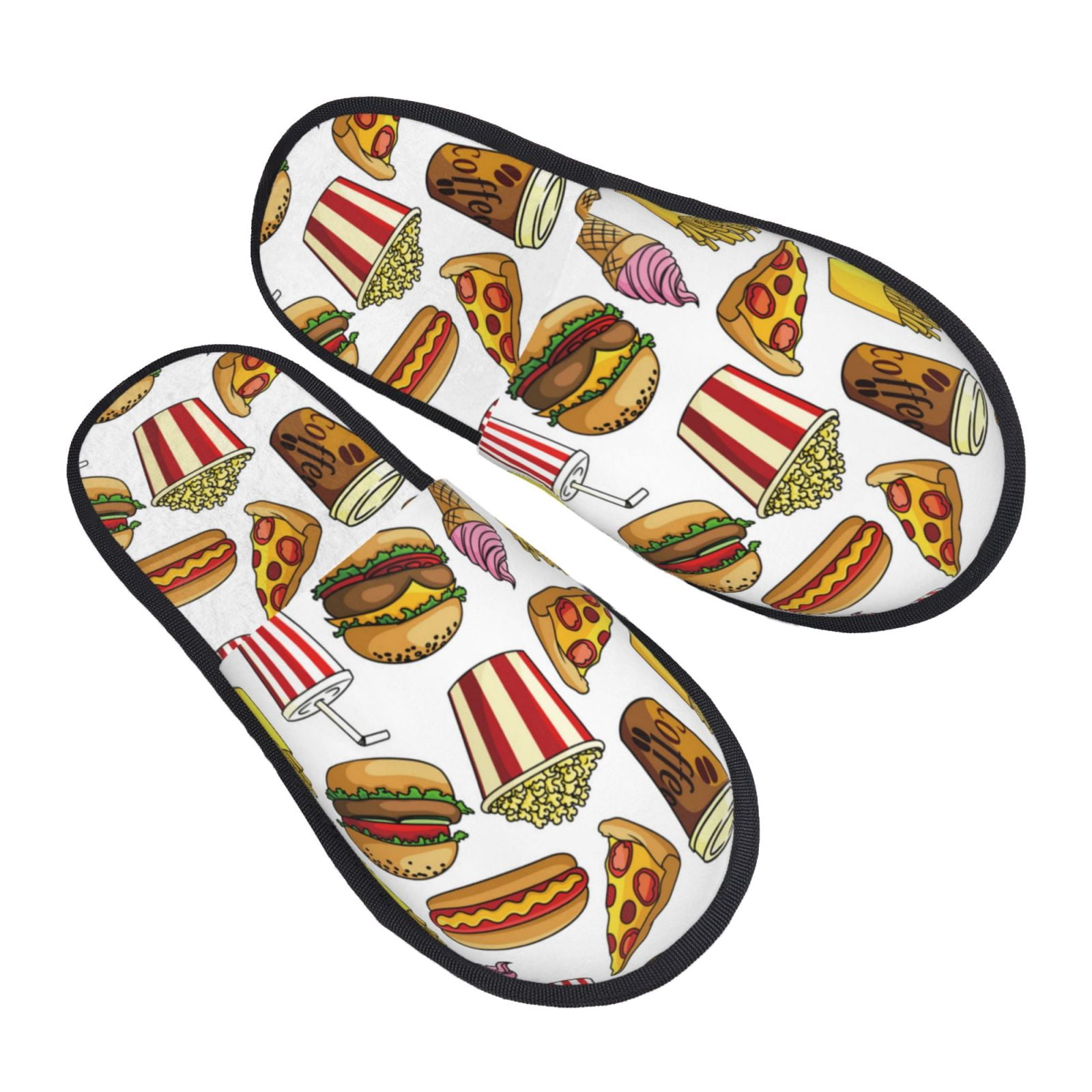 House Slippers for Women Men - Cute Food Fries Pizza Drink Lightweight ...