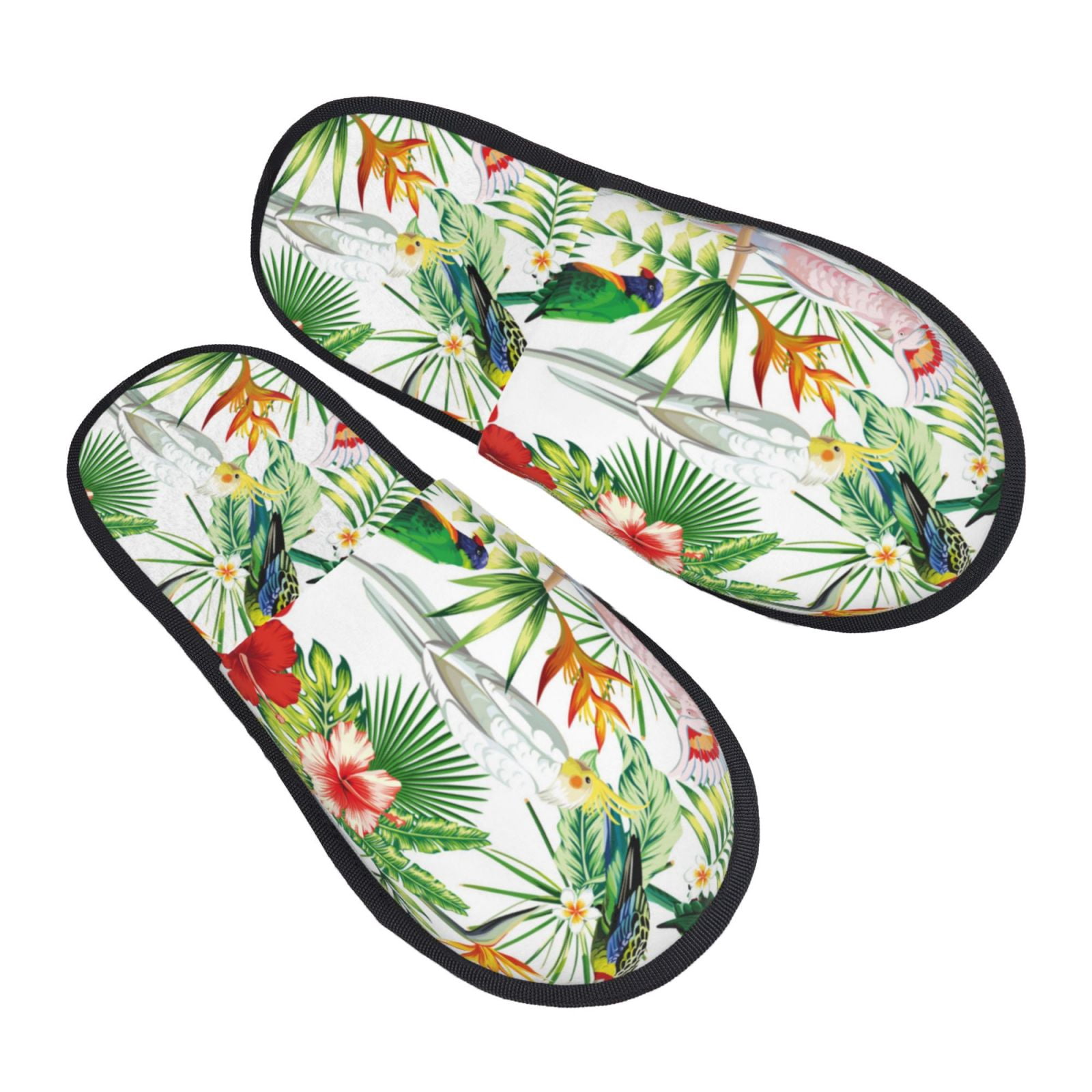 House Slippers for Women Men - Cute Painted Cute Parrot Bird Plant Soft ...
