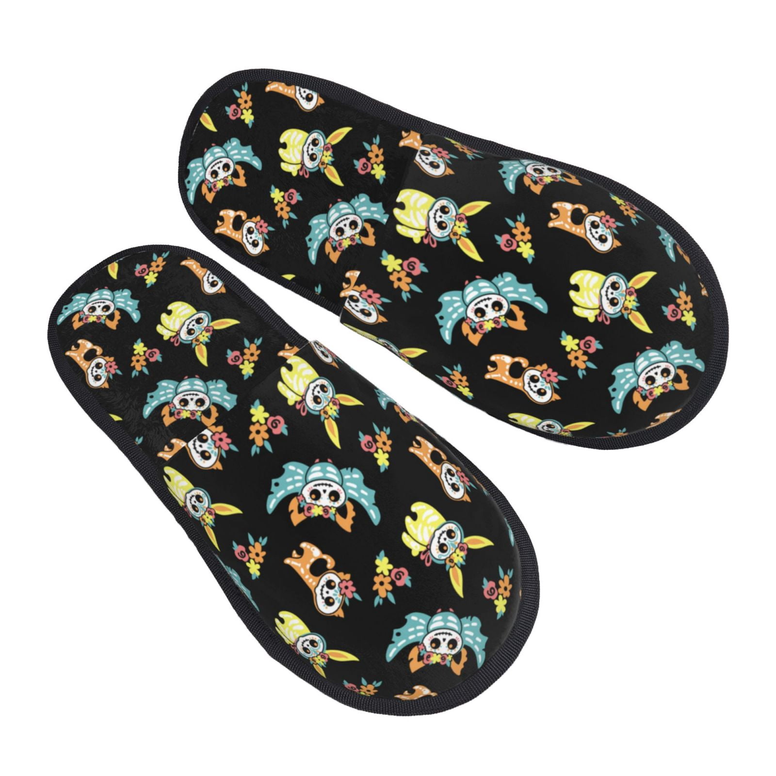 House Slippers for Women Men - Cute skulls rabbit cat bat black ...