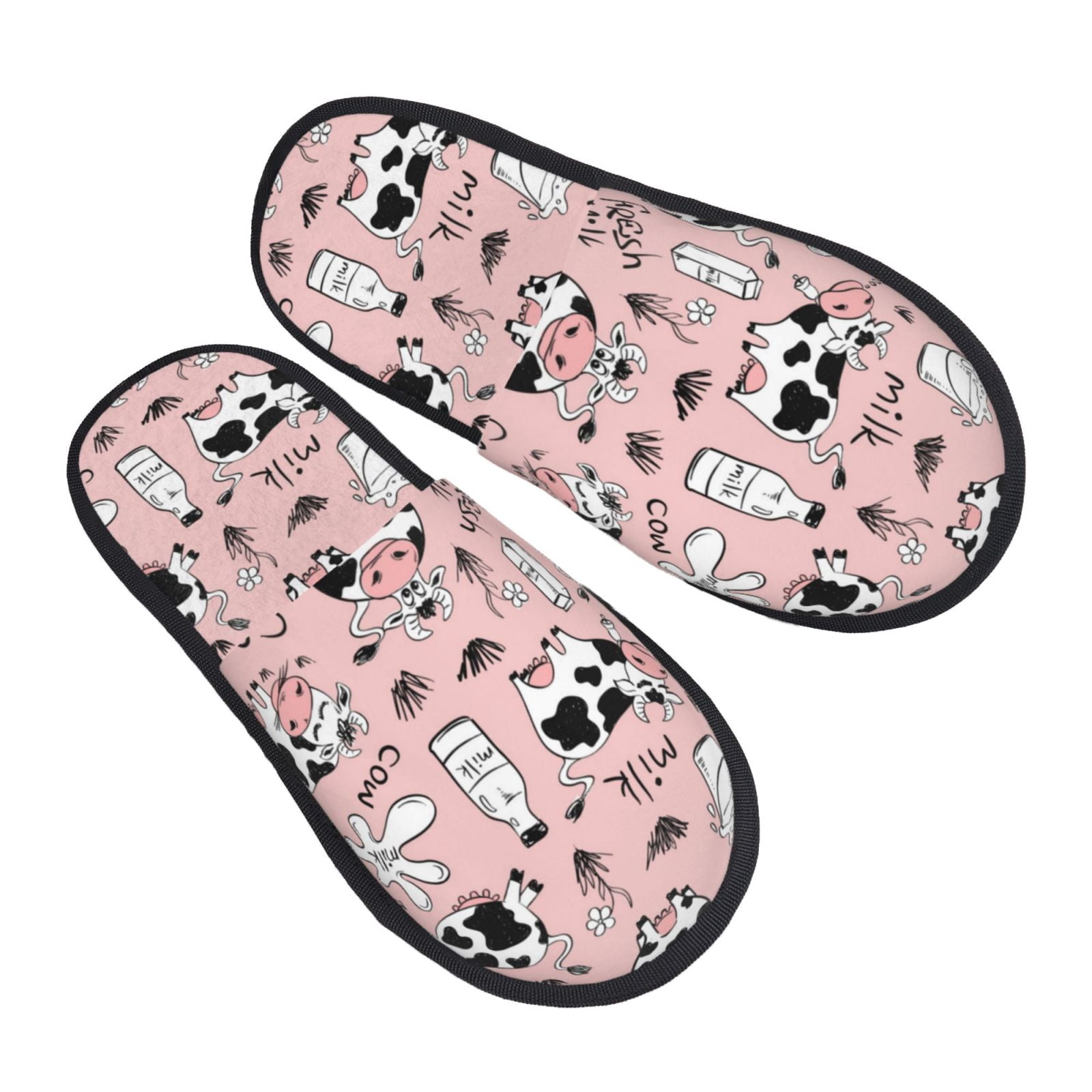House Slippers for Women Men - Funny Cute Cartoon Milk Cow Soft House ...