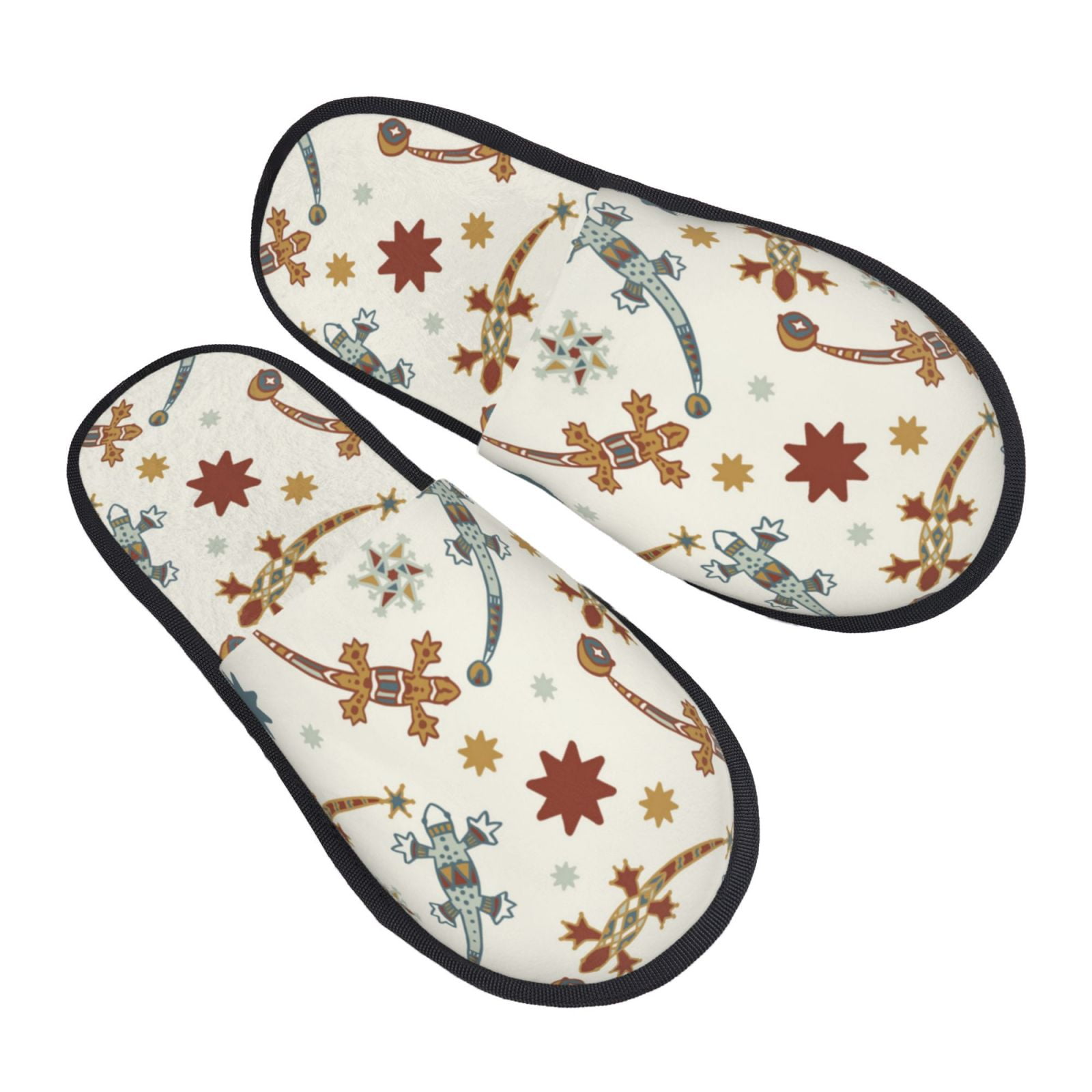 House Slippers for Women Men - Geometric Lizard Gecko Colorful Soft ...