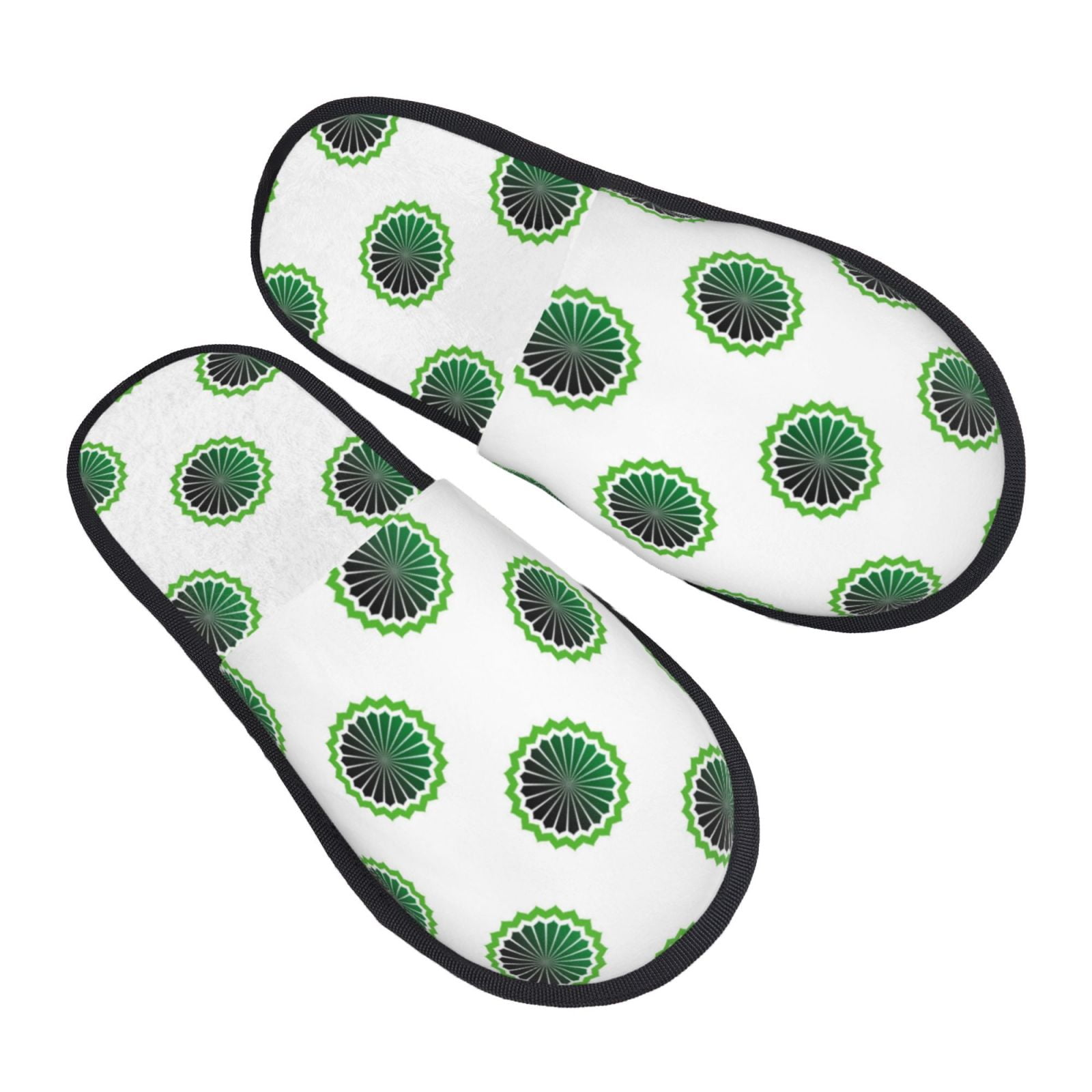 House Slippers for Women Men - Green abstract flower Soft House Shoes ...