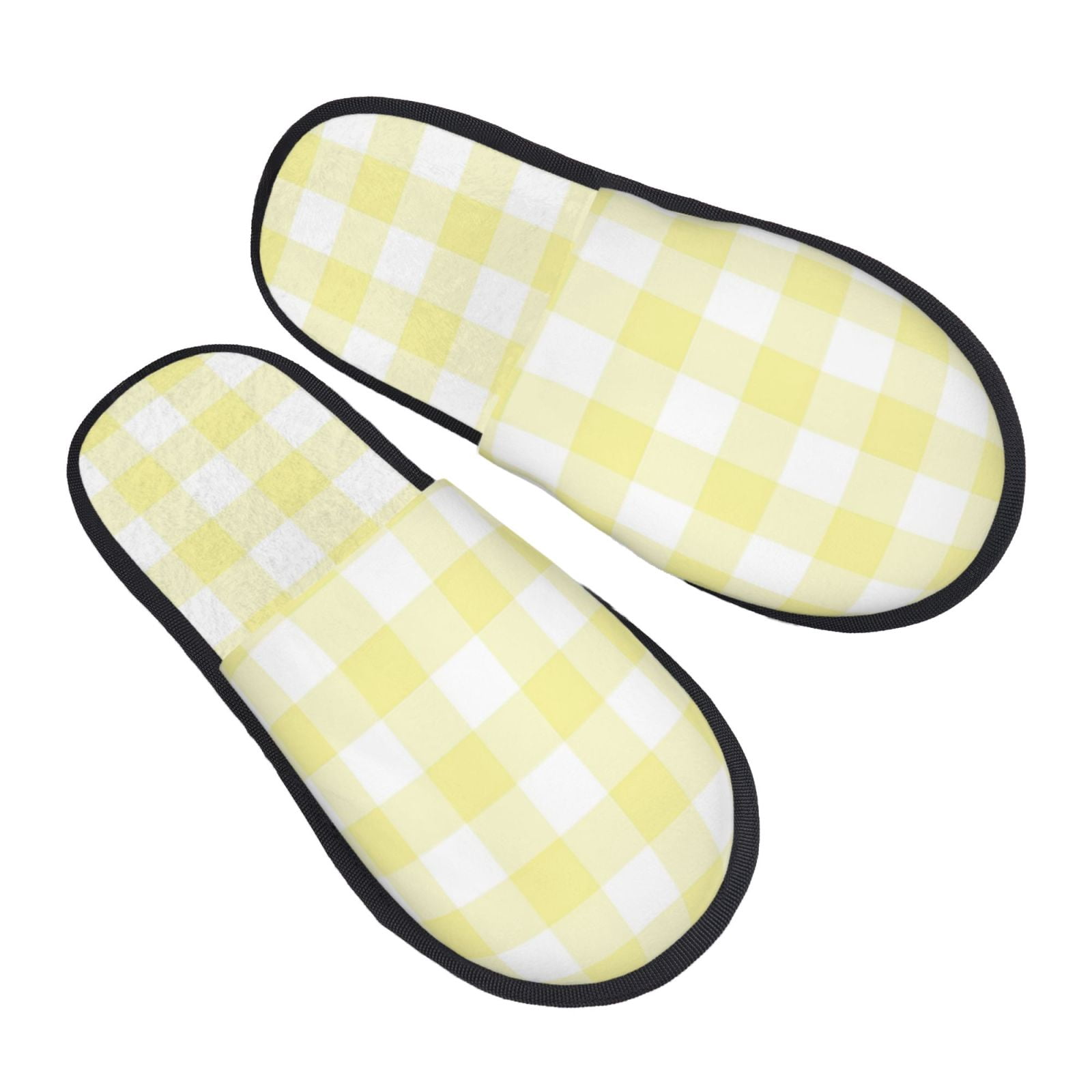 House Slippers for Women Men - Lemon Yellow Checkboard A Lightweight ...