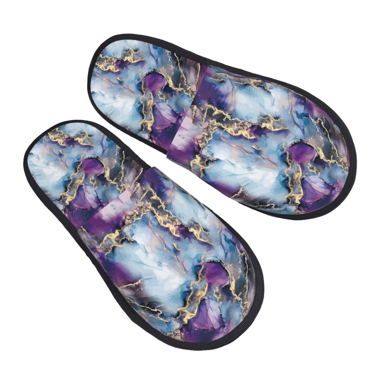 House Slippers for Women Men - Purple marble texture Lightweight House ...