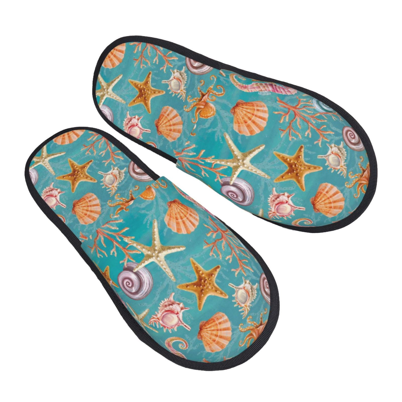 House Slippers for Women Men - Starfish Seahorse Scallops Soft House ...