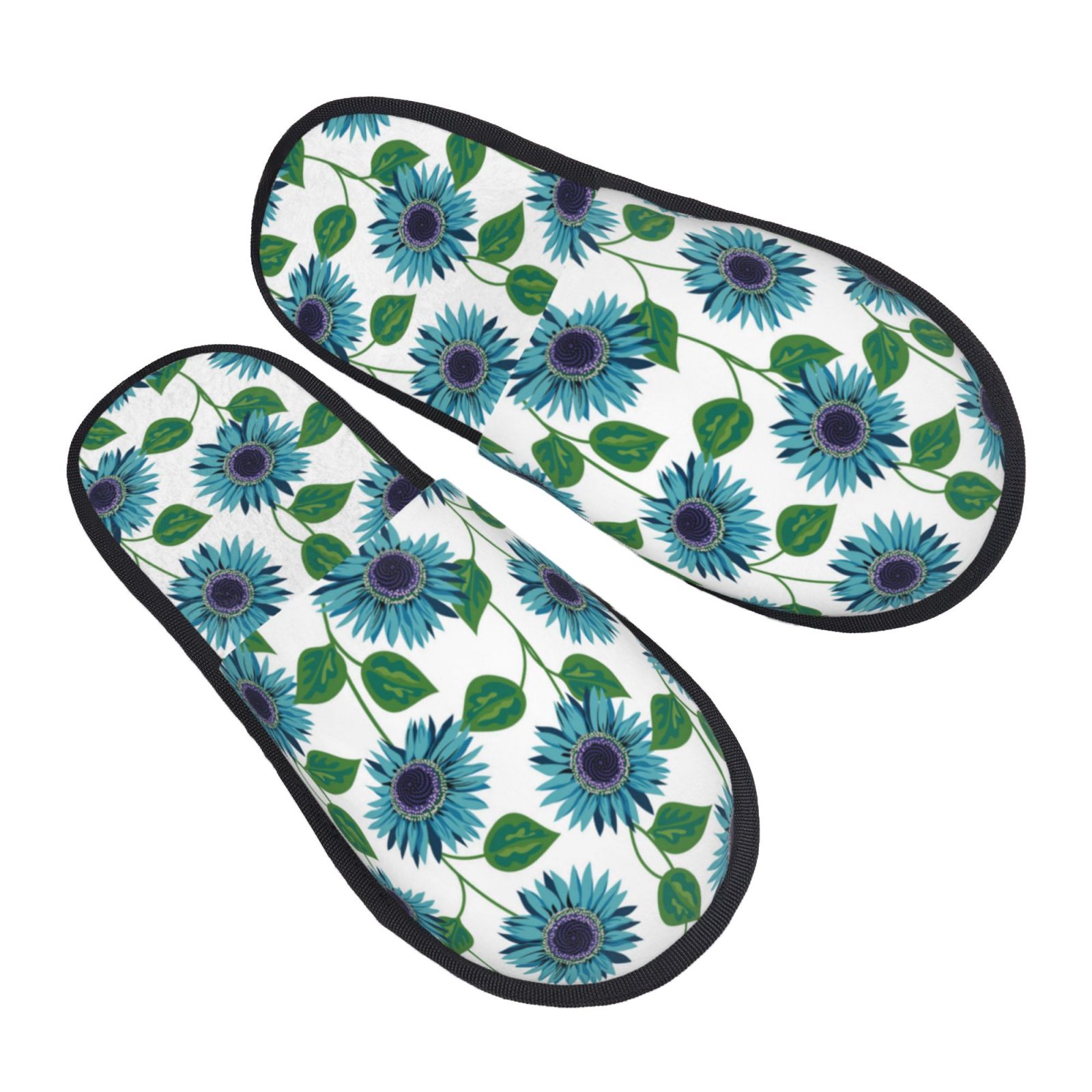House Slippers for Women Men - Sunflowers Green Leaves Soft House Shoes ...