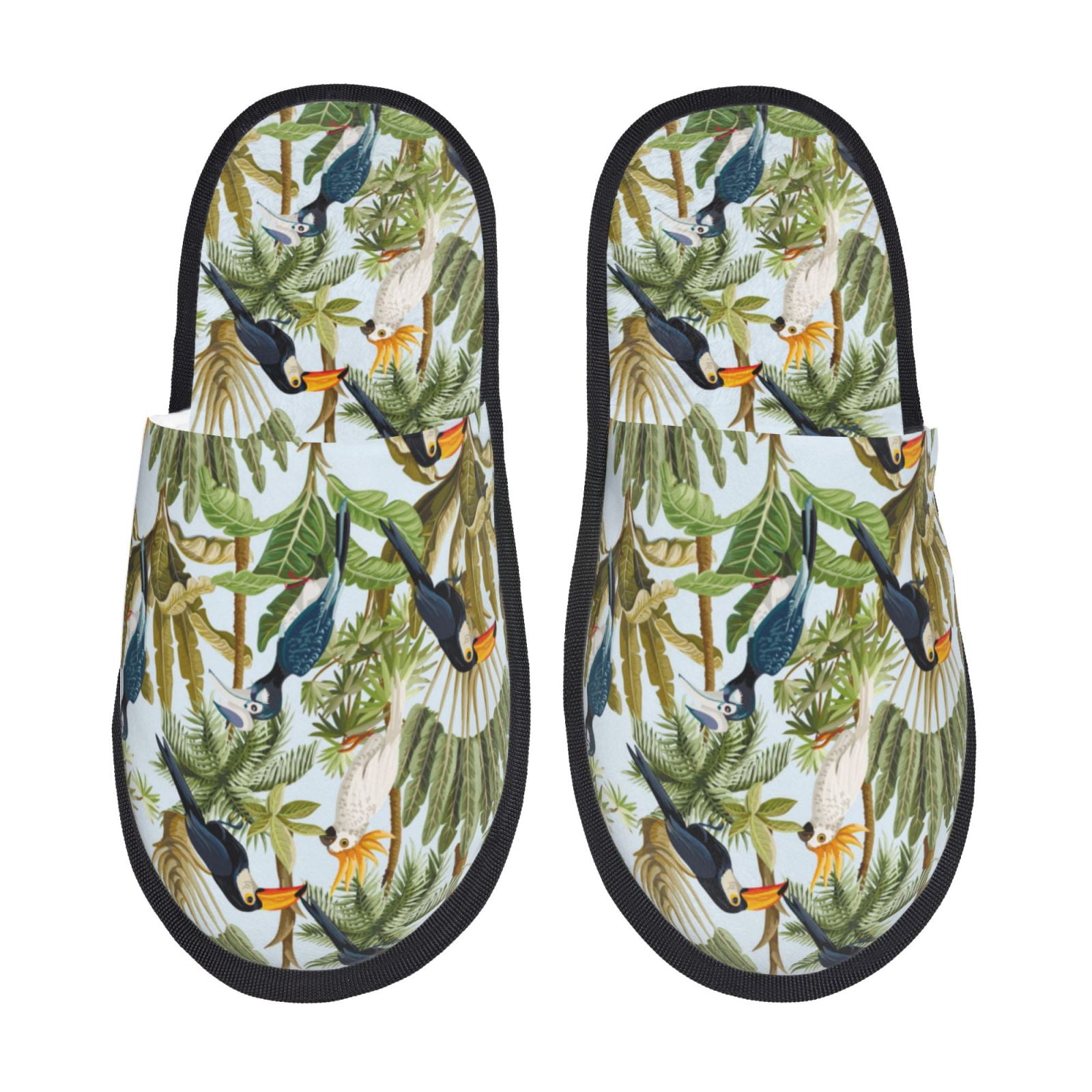 House Slippers for Women Men - Tropical Cute Parrot Toucan Warm Non ...