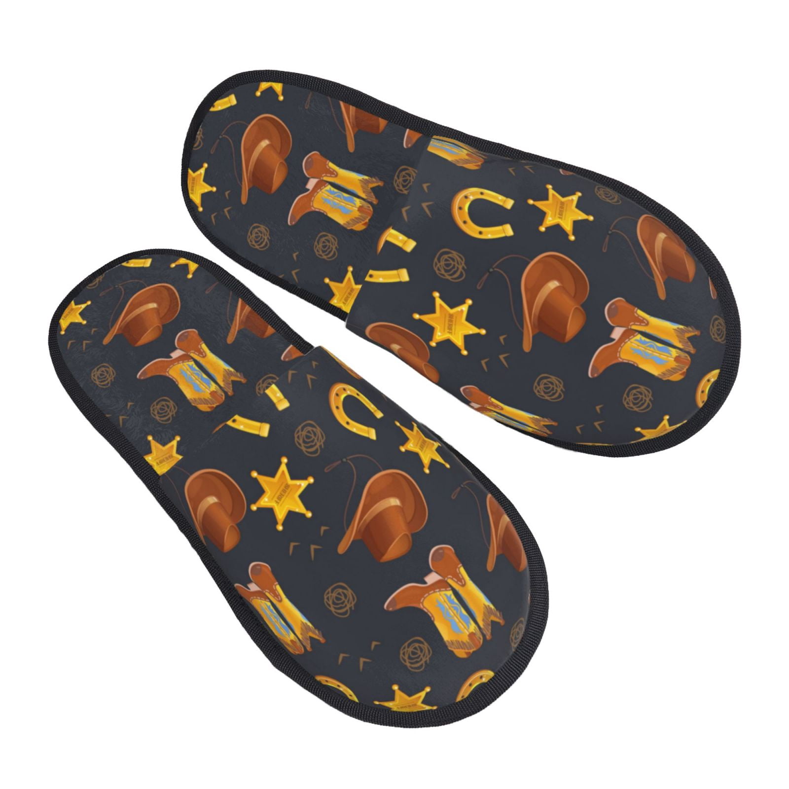 House Slippers for Women Men - Wild West Golden Horseshoe Lightweight ...