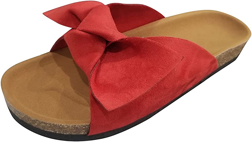 House Slippers Women Open Toe Heel Thick Women Bottom Flat Fashion Tie ...