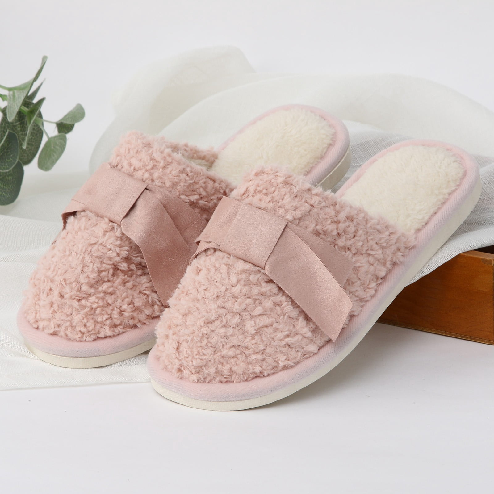 House Slippers for Women Clearance Flat cute Fuzzy Soft Slippers ...
