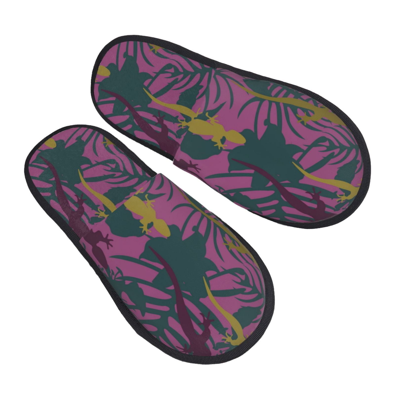 House Slippers for Women Men - Exotic Gecko Lizard Leaves -标题2 ...
