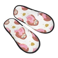 PacificPlex Womens Smiley Preppy Smile Slippers Retro Plush (5-6, Pink ...