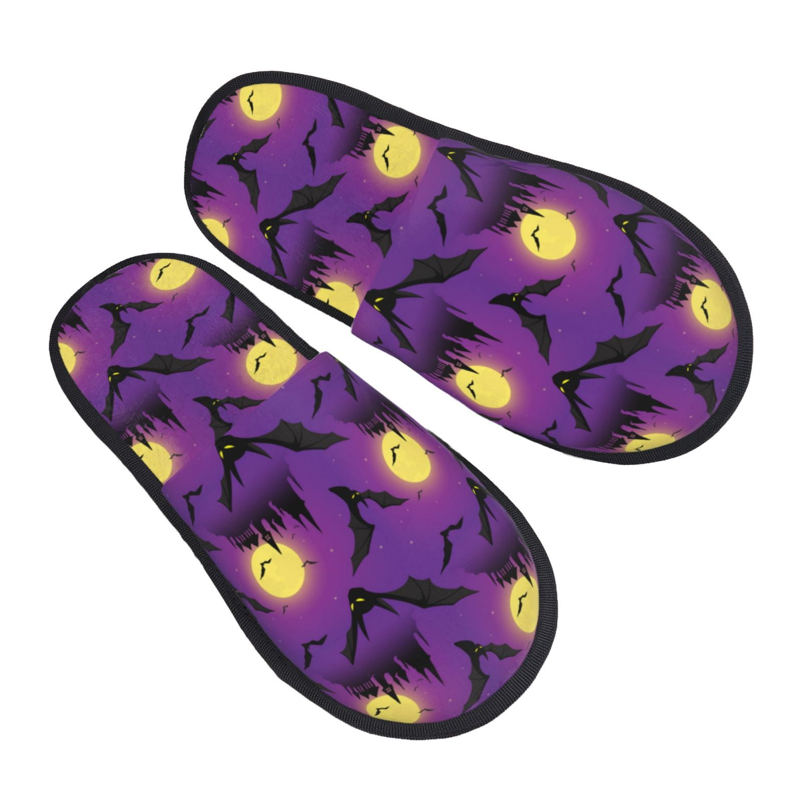 House Slippers for Women Men - cool bats castle purple starry sky -标题2 ...
