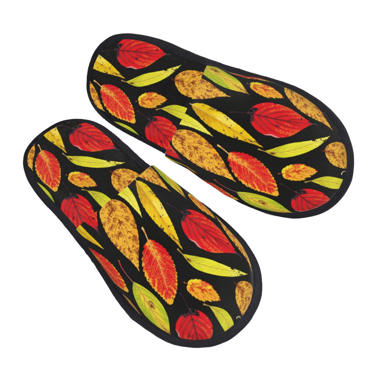 House Slippers for Women and Men Autumn With Leaves Comfy Fuzzy Bedroom ...