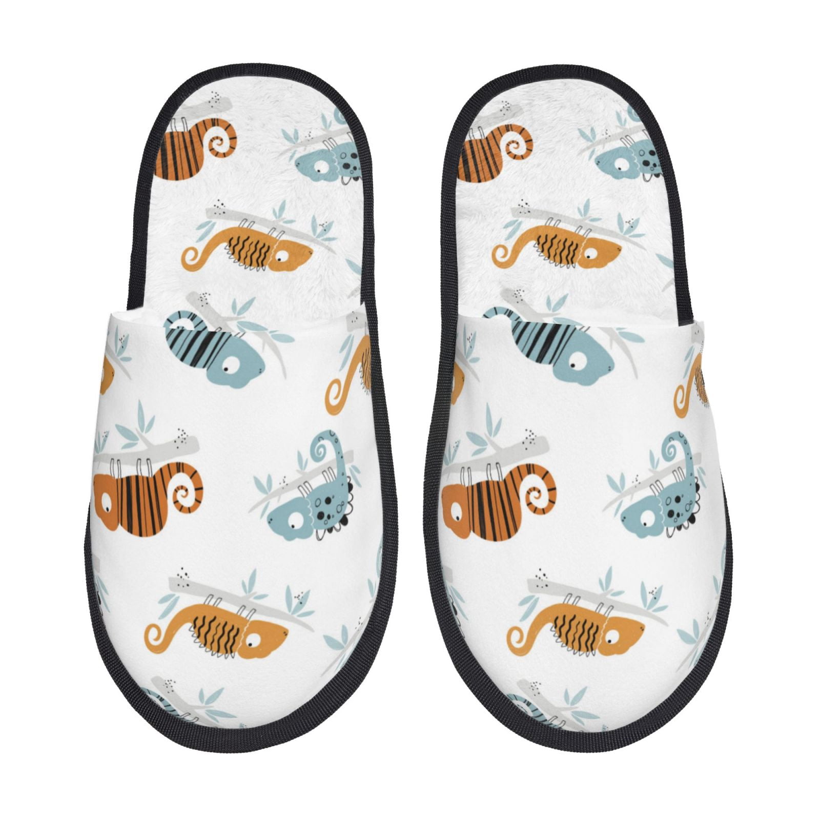 House Slippers for Women and Men Cartoon Cute Chameleon Lizard_C Comfy ...