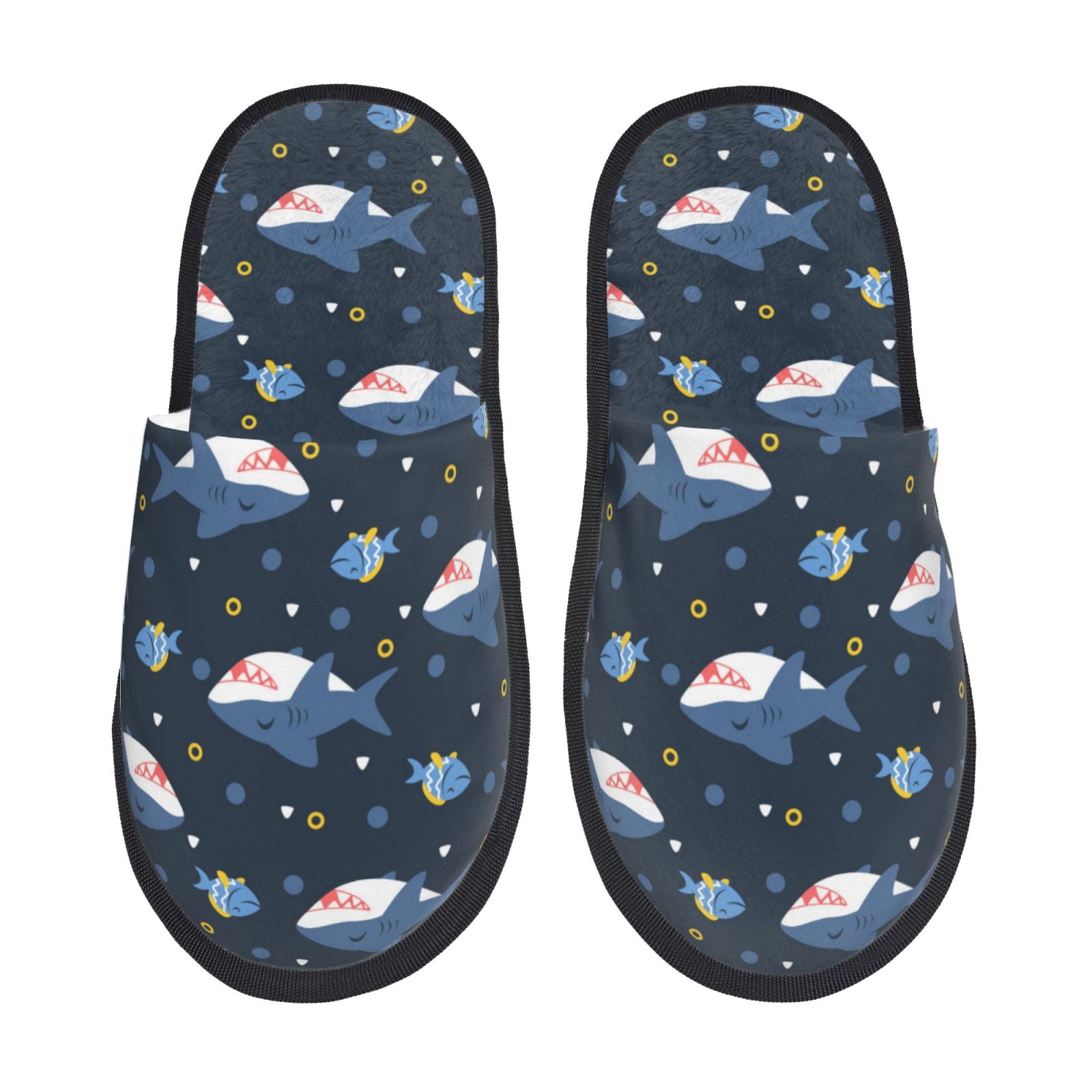 House Slippers for Women and Men Cartoon Happy Cute Shark Comfy Fuzzy ...