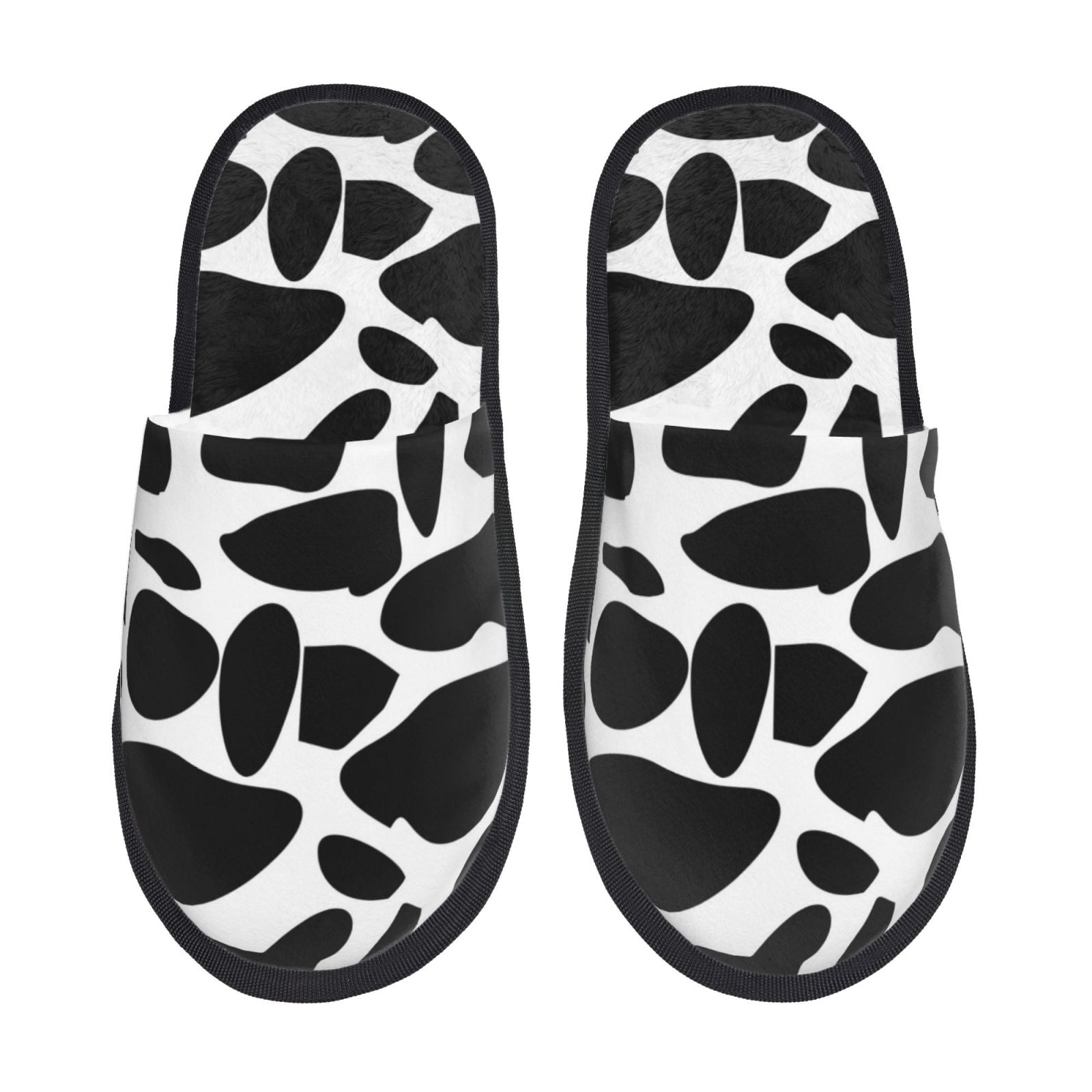 House Slippers for Women and Men Cow Print Comfy Fuzzy Bedroom Slippers ...