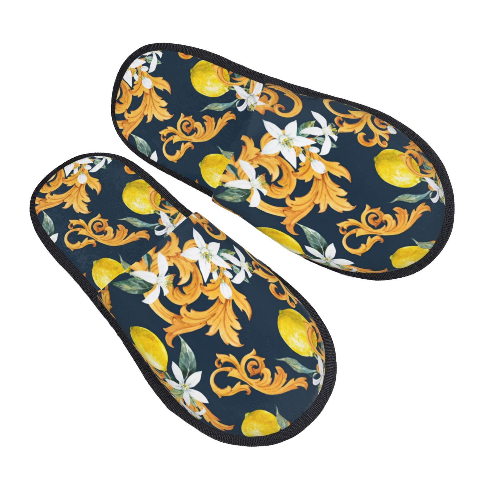 House Slippers for Women and Men Sicilian style golden lemon Comfy ...