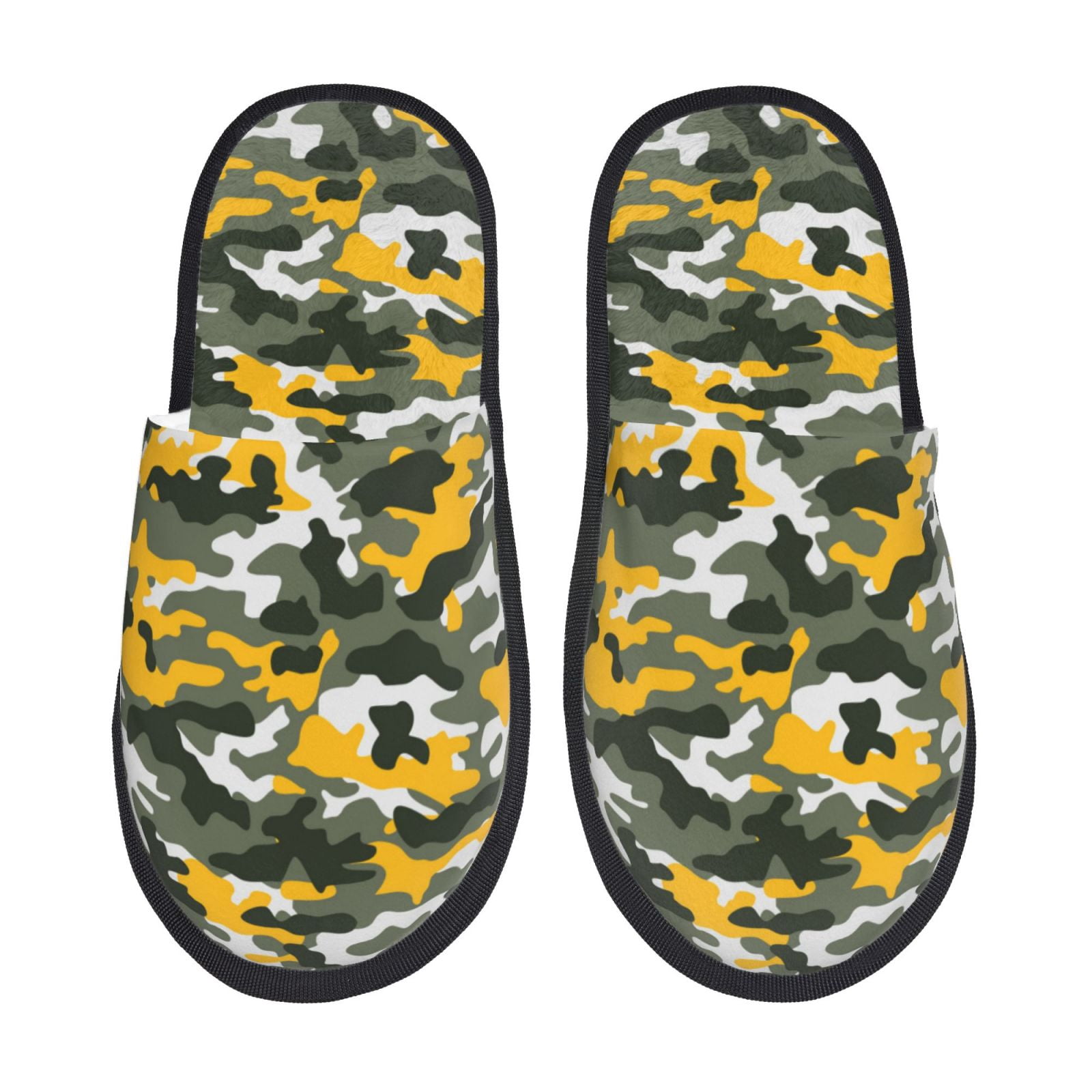 House Slippers for Women and Men Yellow Green Camouflage Comfy Fuzzy ...