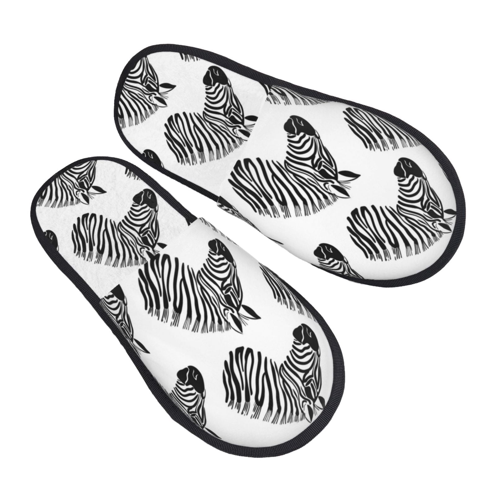 House Slippers for Women and Men cool zebra black white Comfy Fuzzy ...