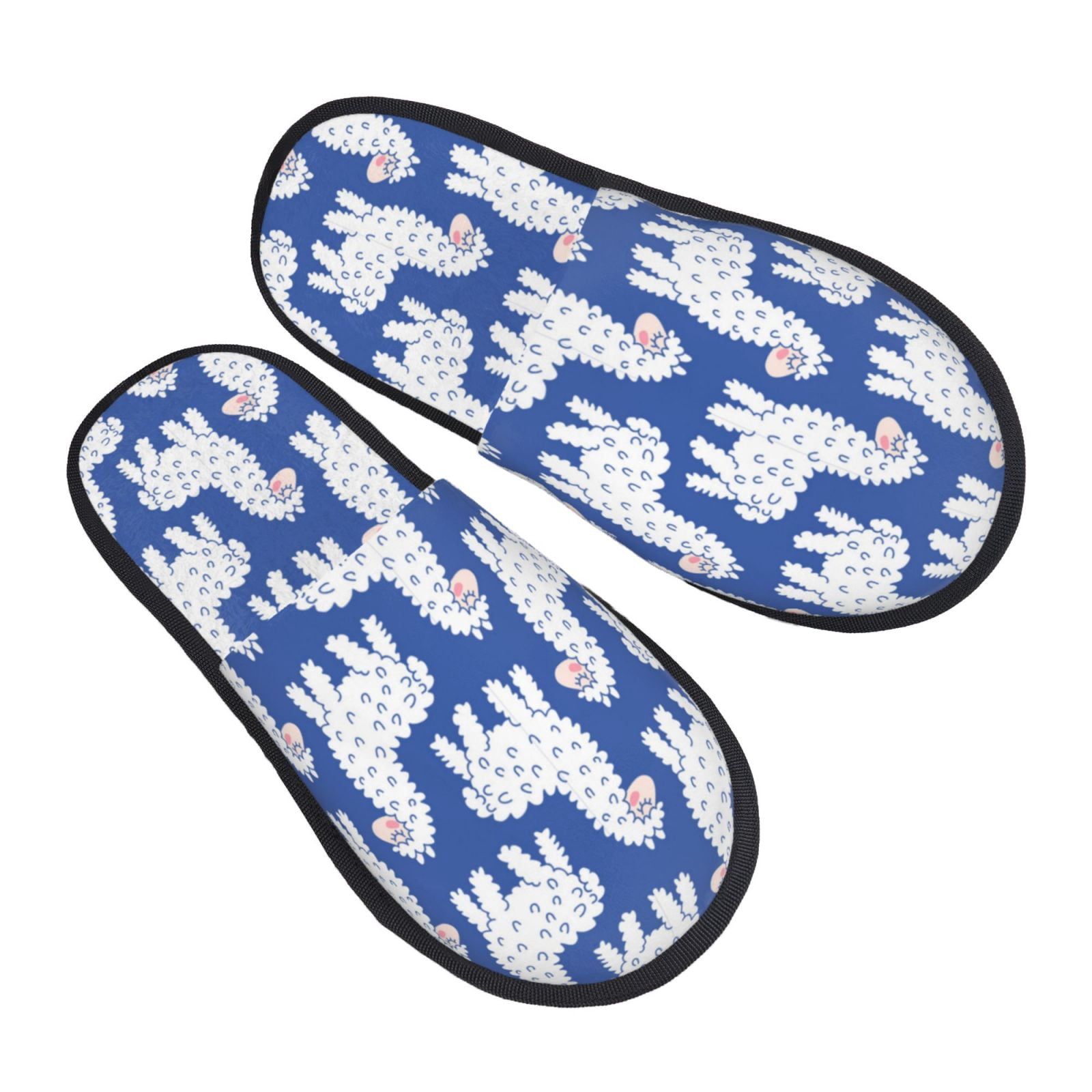 House Slippers for Women and Men cute cartoon lama alpaca blue Comfy ...