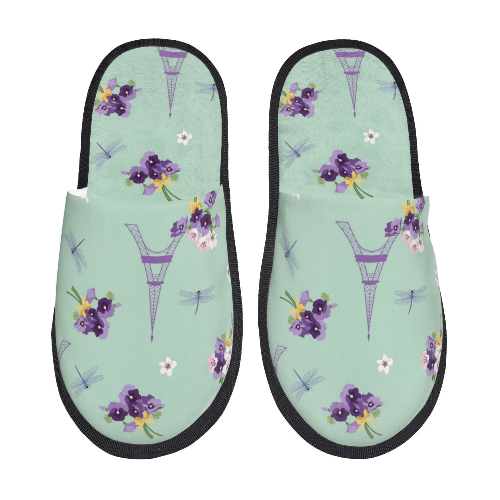 House Slippers for Women and Men dragonfly Tower flower Comfy Fuzzy ...