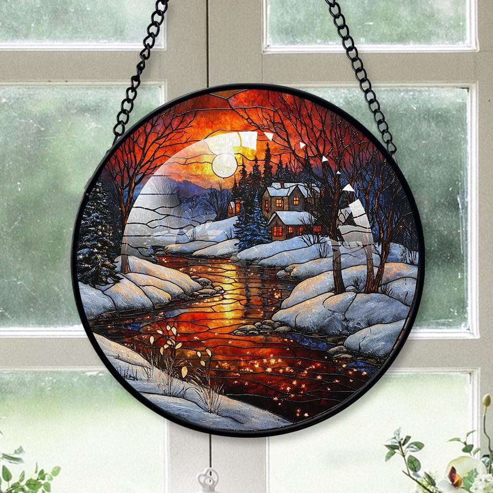 House Stained Glass Suncatcher Ornament, House Christmas, House Stained Glass Decor, Keepsake ...