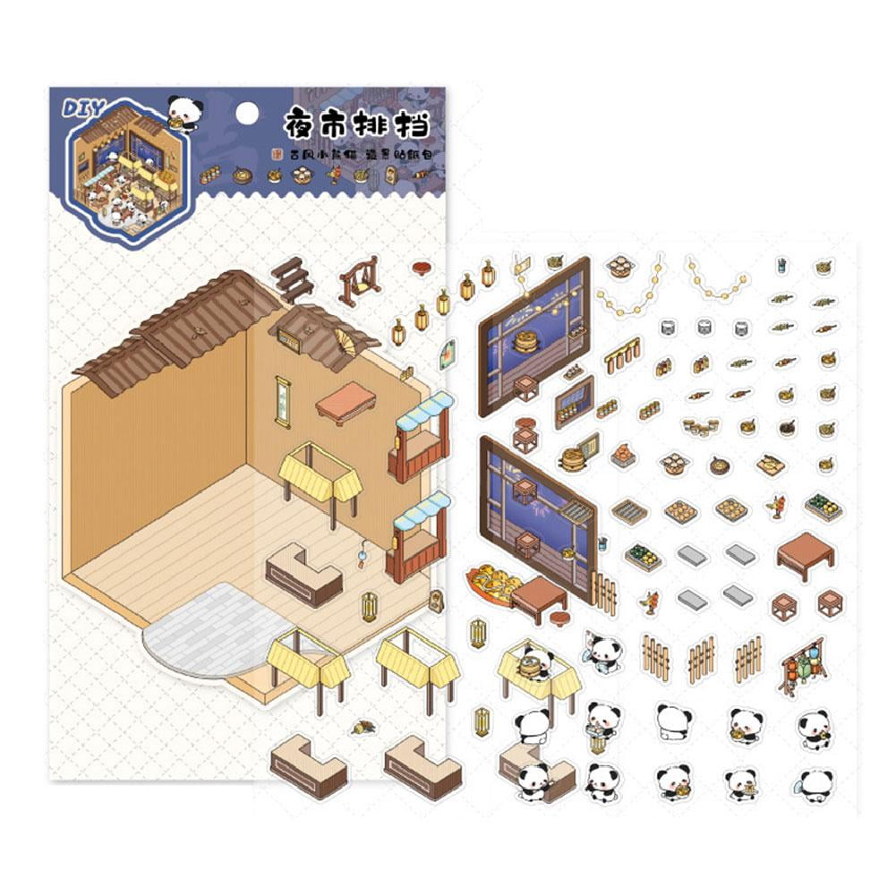 House Stickers Creative Miniature Scenes Visual 3D Stacking Three ...