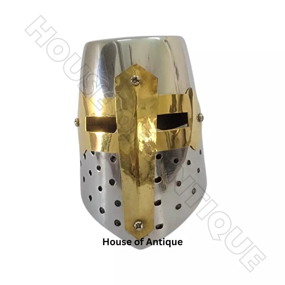 House of Antique Medieval Miniature Brass Crusader Great Helmet ...