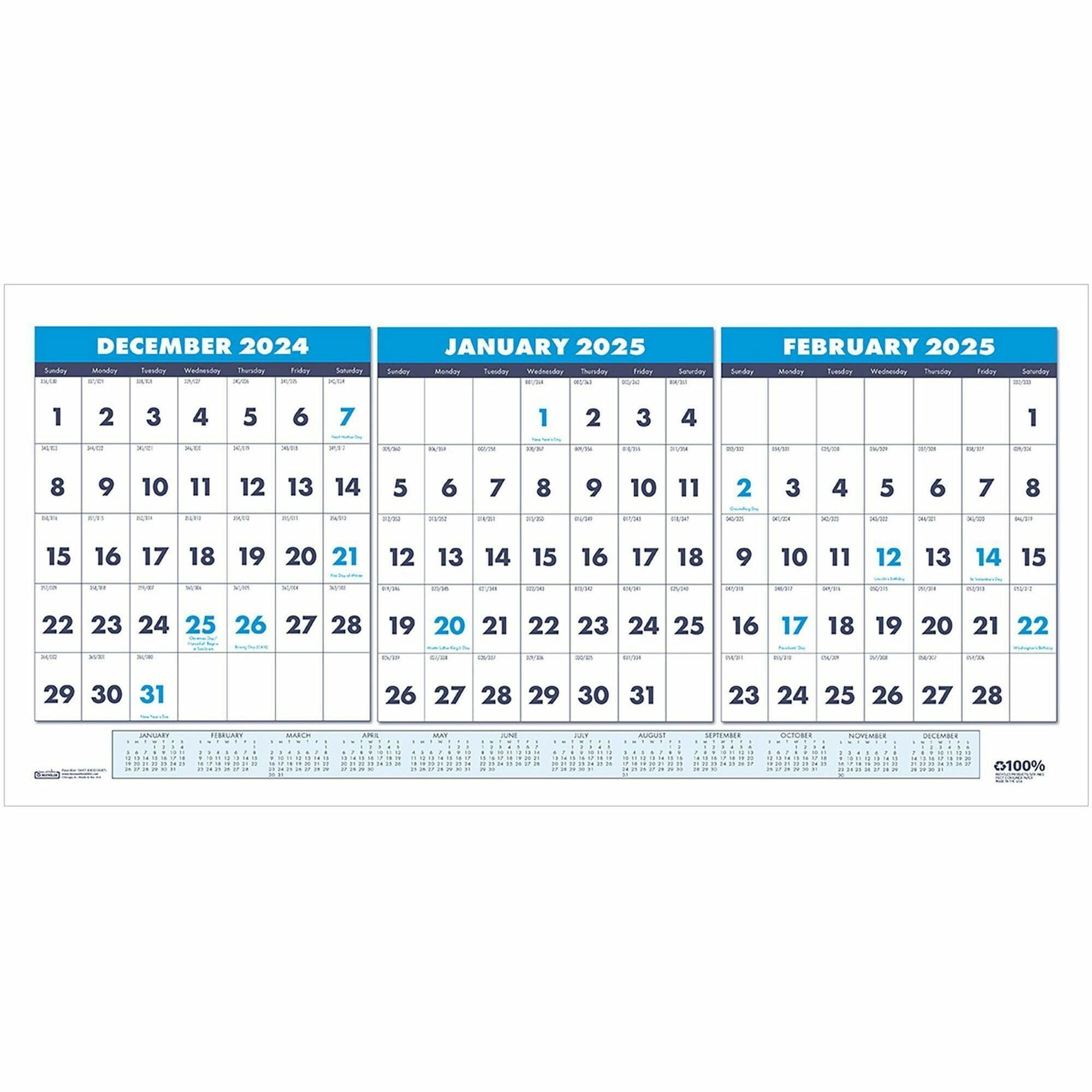 House of Doolittle 3-month Horizontal Wall Calendar (3648) - Walmart.com