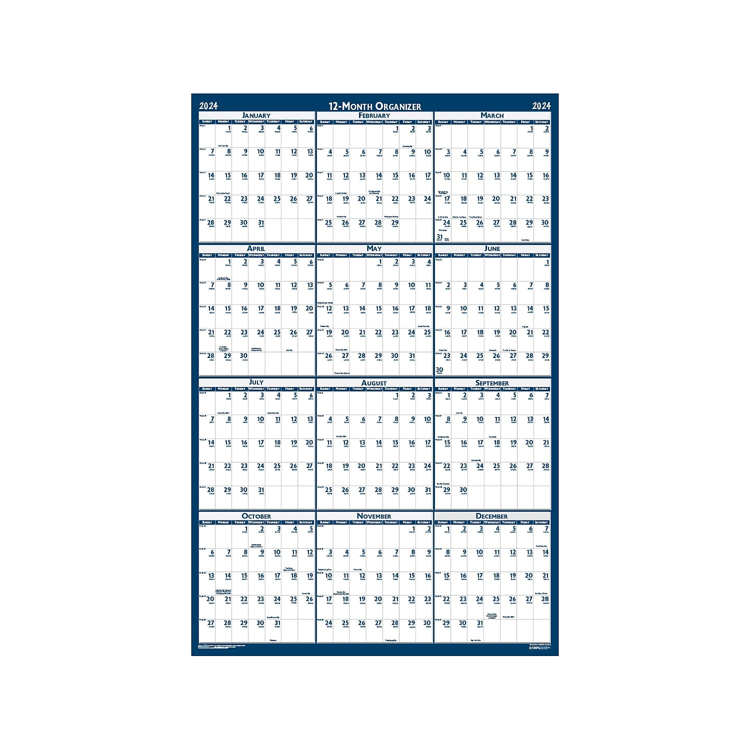 Jumbo House of Doolittle 396, Large 24x37 in. Laminated Yearly Wall ...