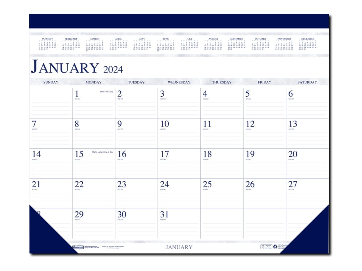 House of Doolittle 2024 Compact Desk Pad Calendar with Large Lines ...
