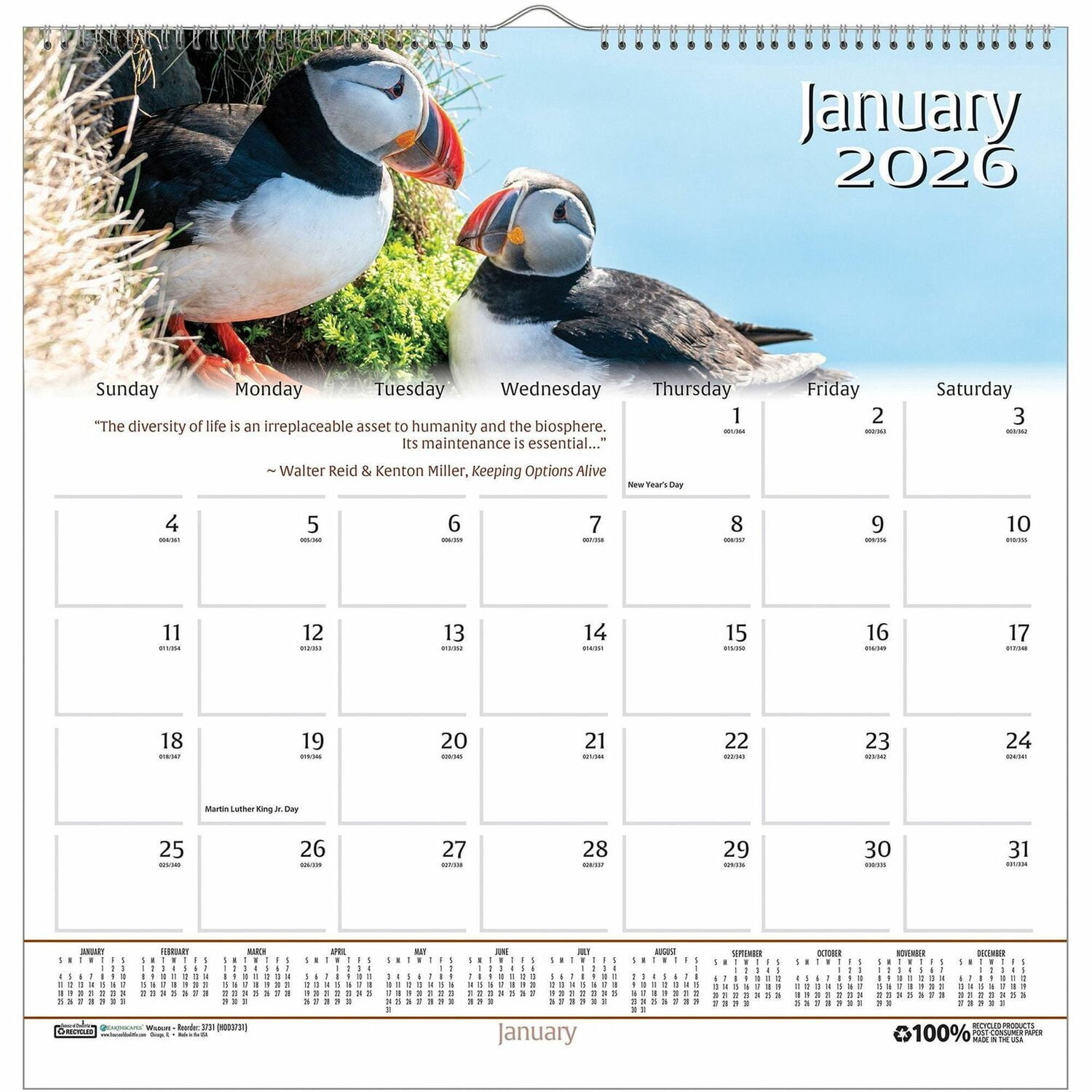 House of Doolittle Earthscapes Wildlife Wall Calendars 3731 - Walmart.com