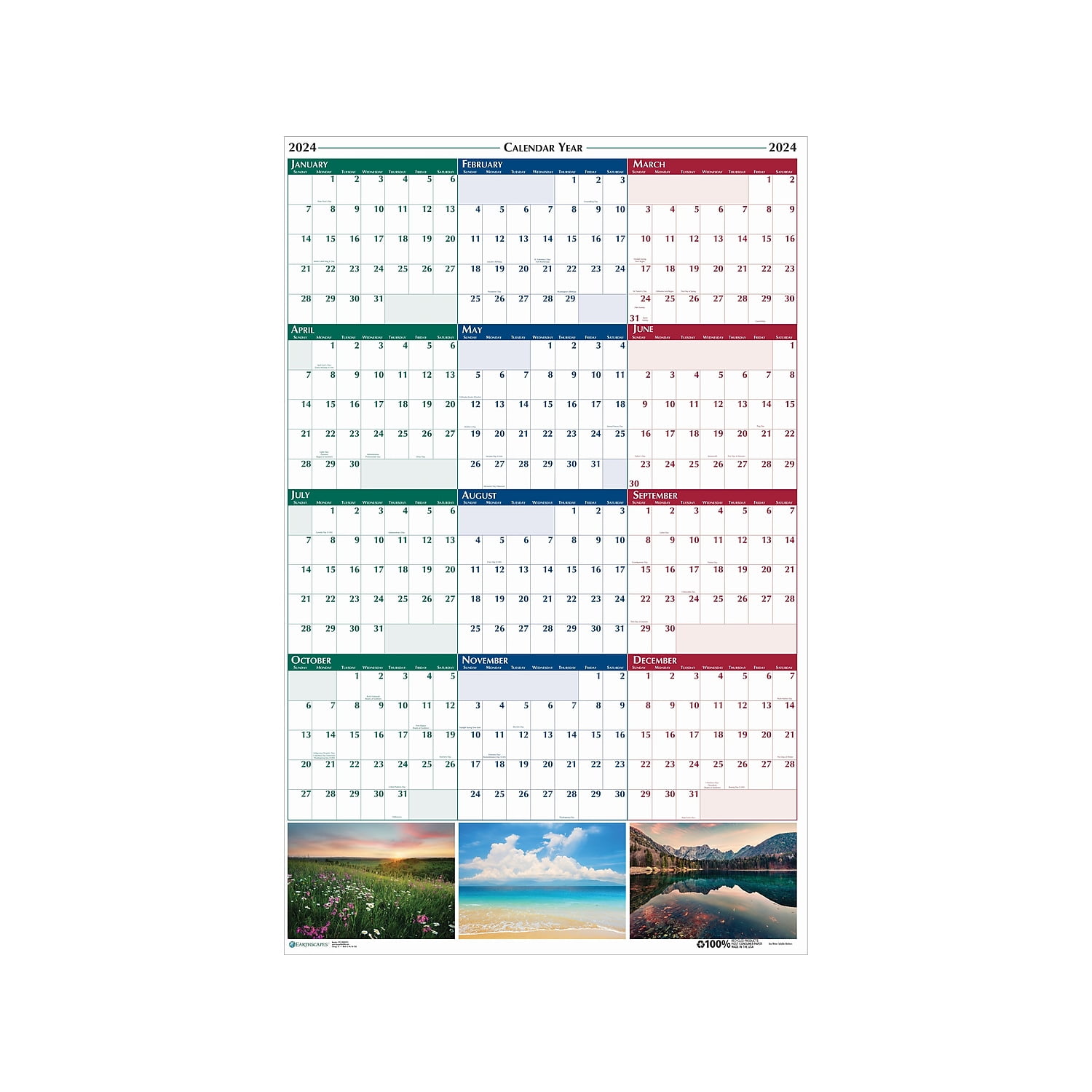 House of Doolittle Laminated Wipe Off Wall Calendar Earthscapes Scenic ...