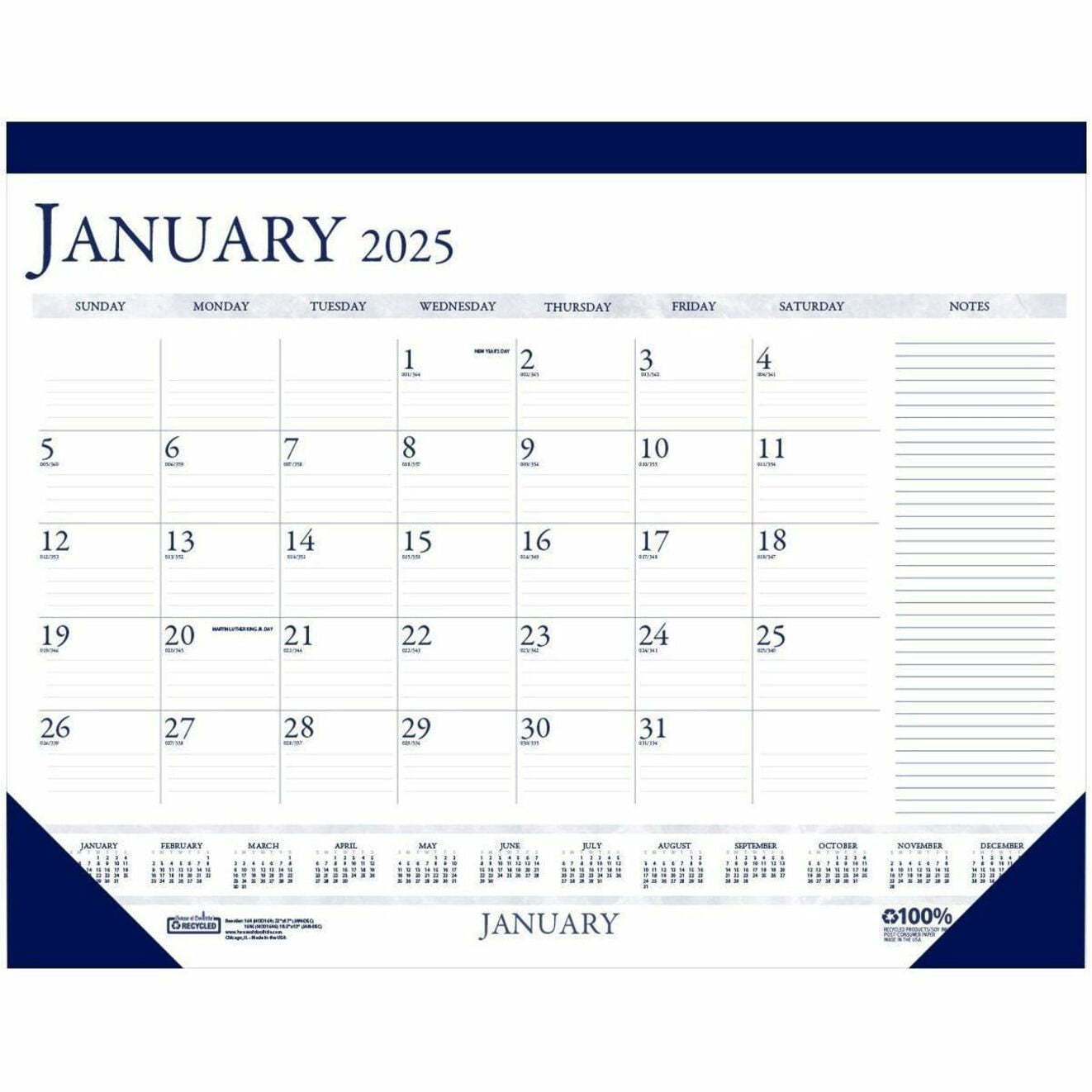 House of Doolittle Monthly Desk Pad Calendar Classic With Notes Section ...