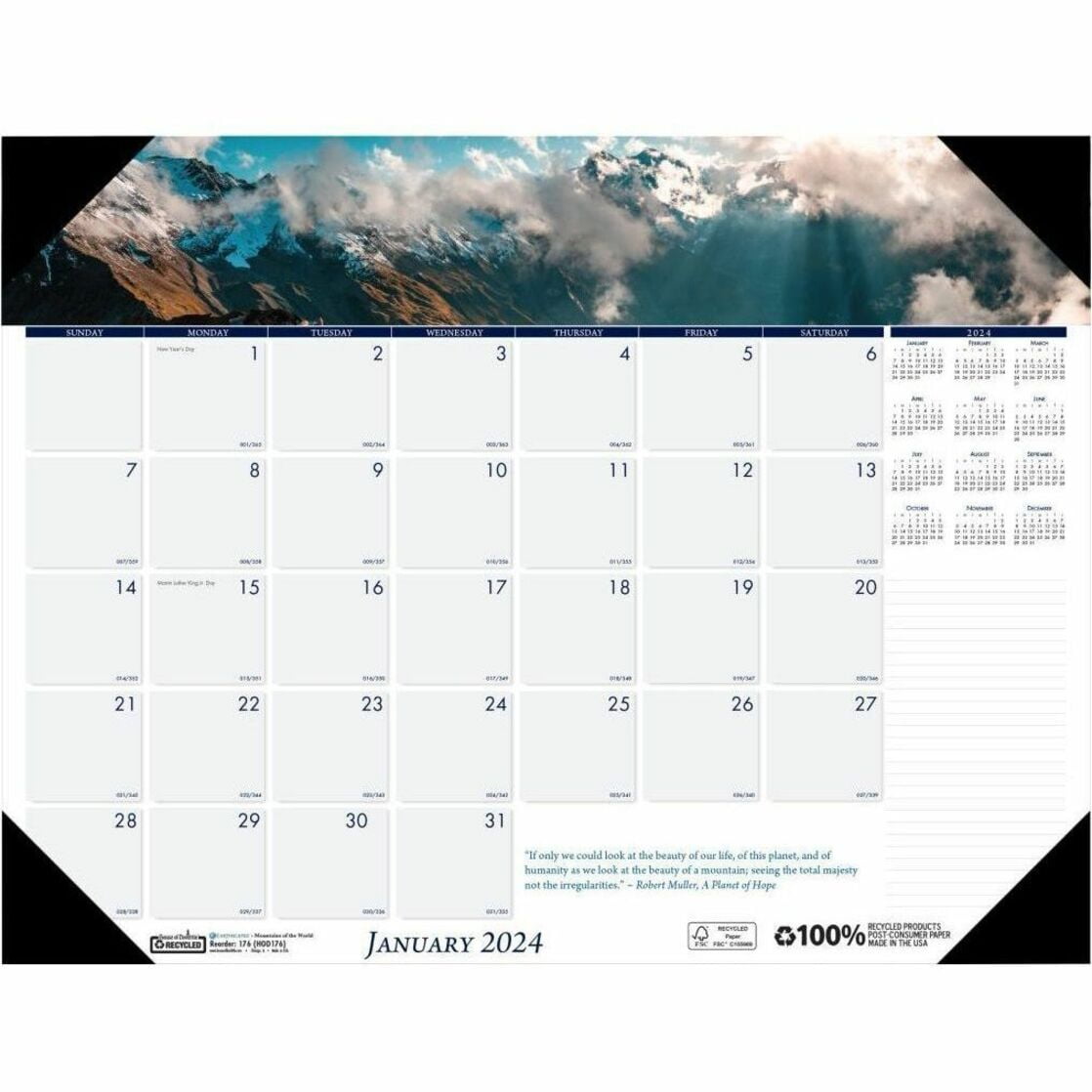 House of Doolittle Monthly Desk Pad Calendar Earthscapes Mountains 22 x ...