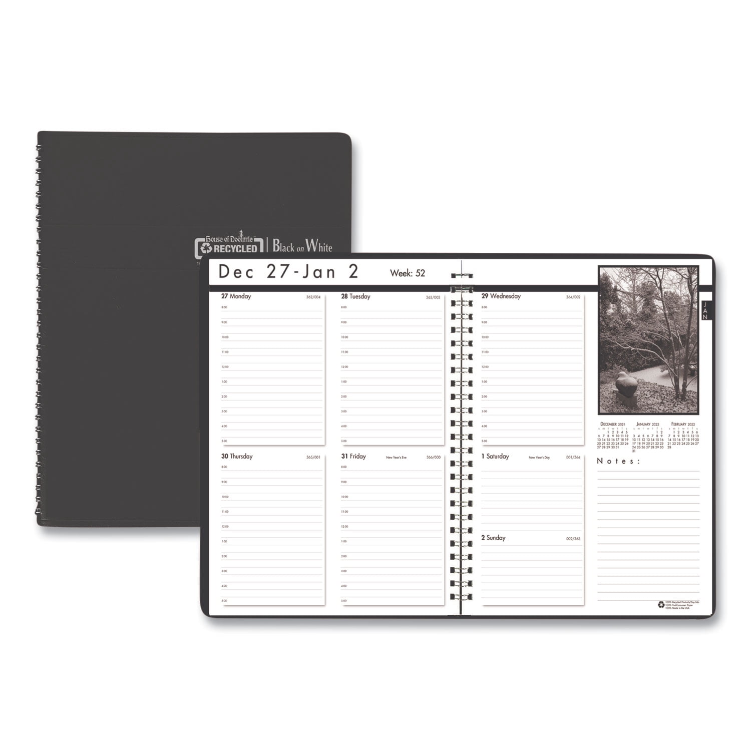 House of Doolittle One-Week-Per-Two-Page Black on White Weekly Ruled ...