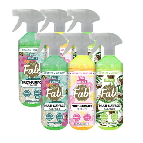 House of Fab Multi-Surface Cleaner Spray, Sweet Scent, 25.4 FL OZ, 6 ...