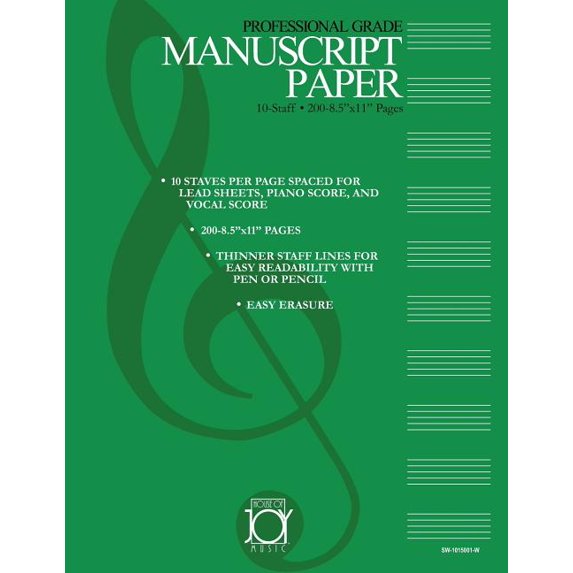 House of Joy Music Deluxe 10-Staff Manuscript Paper - Walmart.com