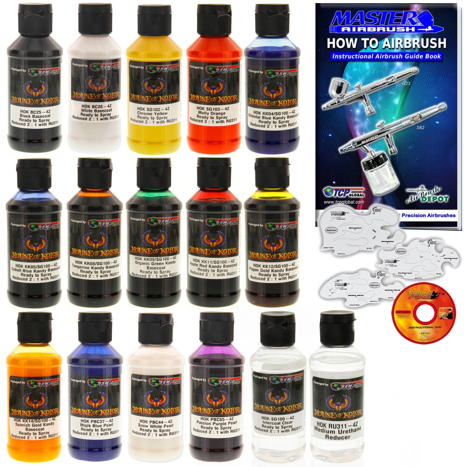 House of Kolor 4oz 14 COLOR KIT KANDY GRAPHIC METALLIC PEARL Basecoat ...
